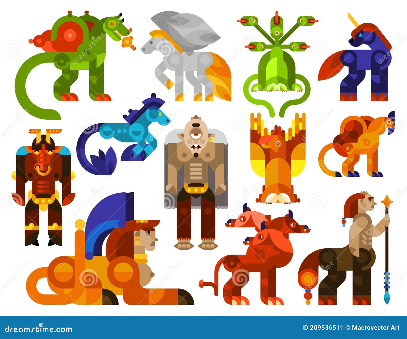 Mythical creatures icons stock vector. Illustration of design - 209536511 Mythical creatures icons stock vector. Illustration of design - 209536511