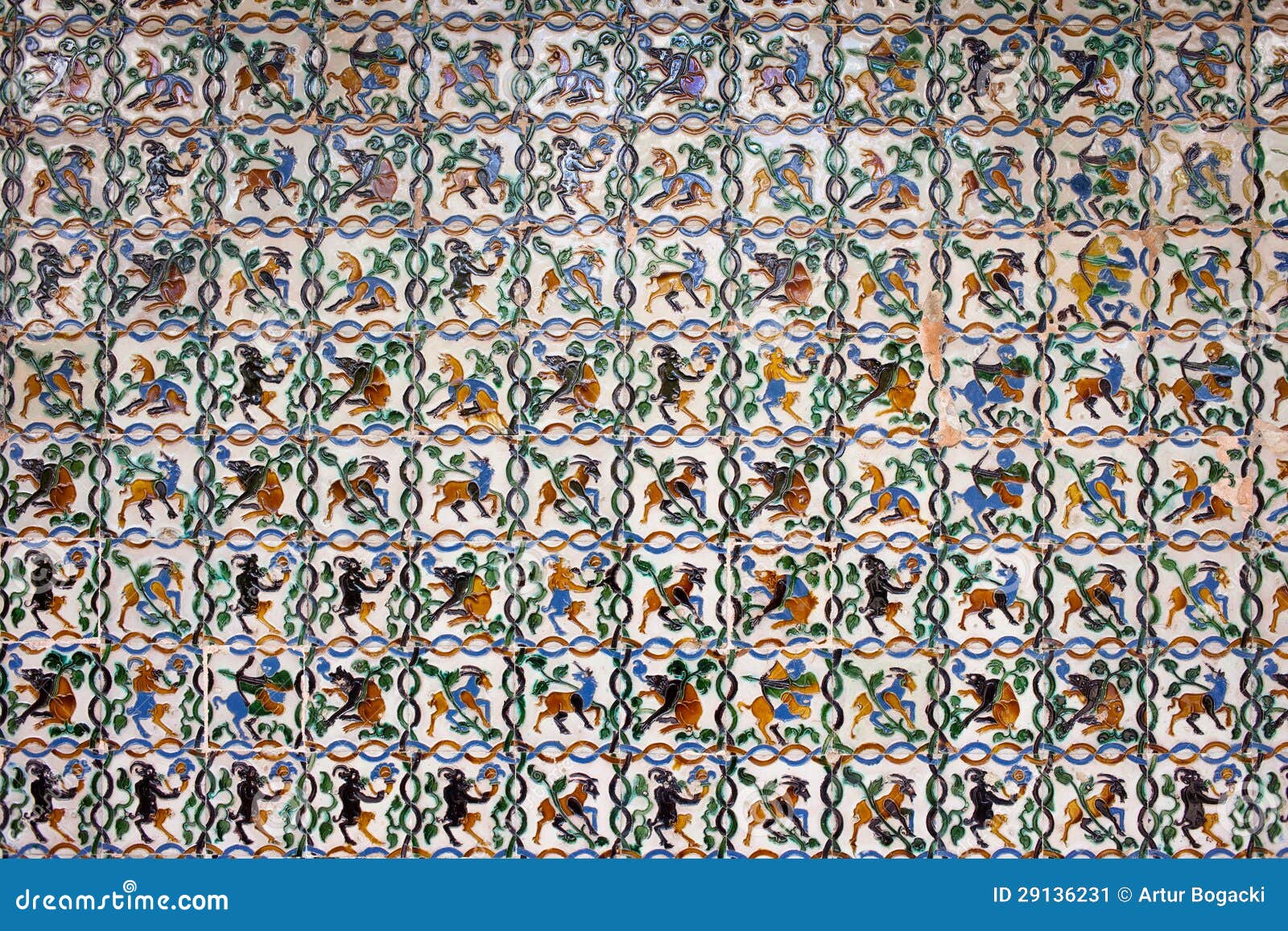 Mythical Creatures Tiled Wall Background Stock Image - Image of real ...