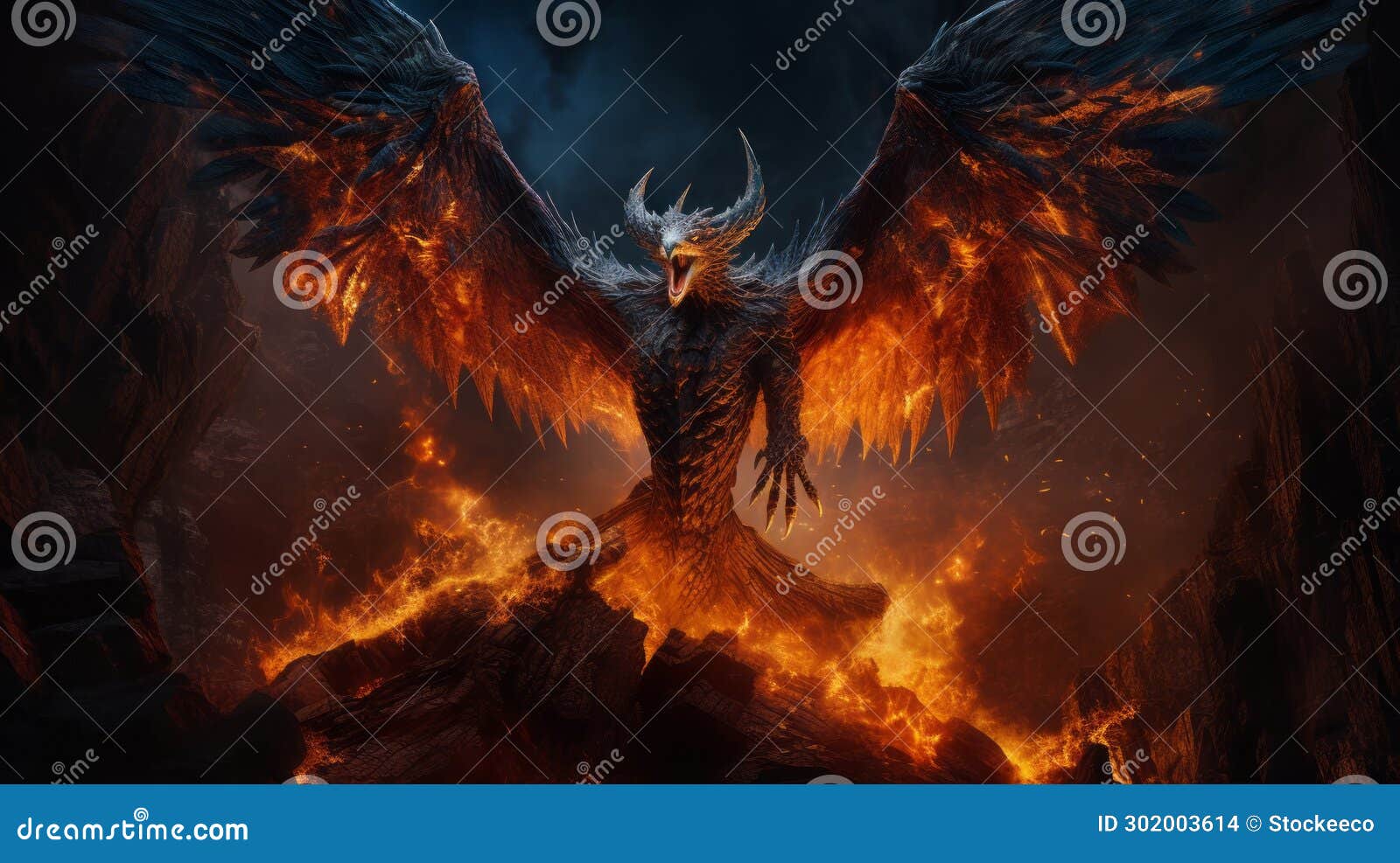 Burned Phoenix Fire Flame Eagle Logo Symbol Cartoon Vector ...