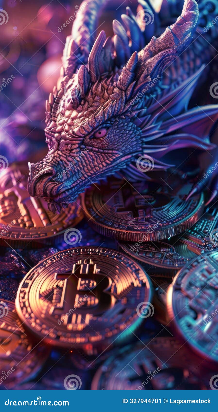 Mythical Dragon Hoarding Digital Currency Stock Illustration ...