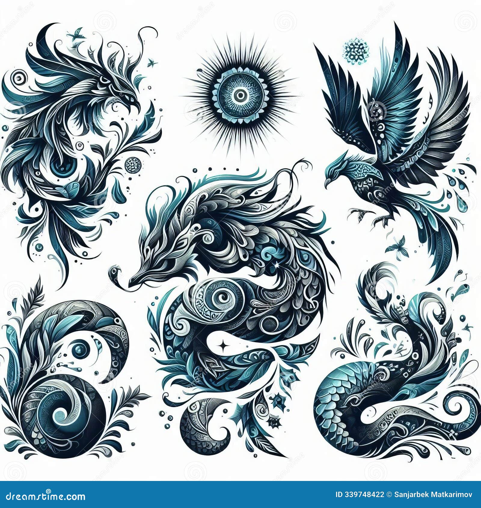 Mythical Elements Inspired by Folklore and Mythology but Nature Stock ...