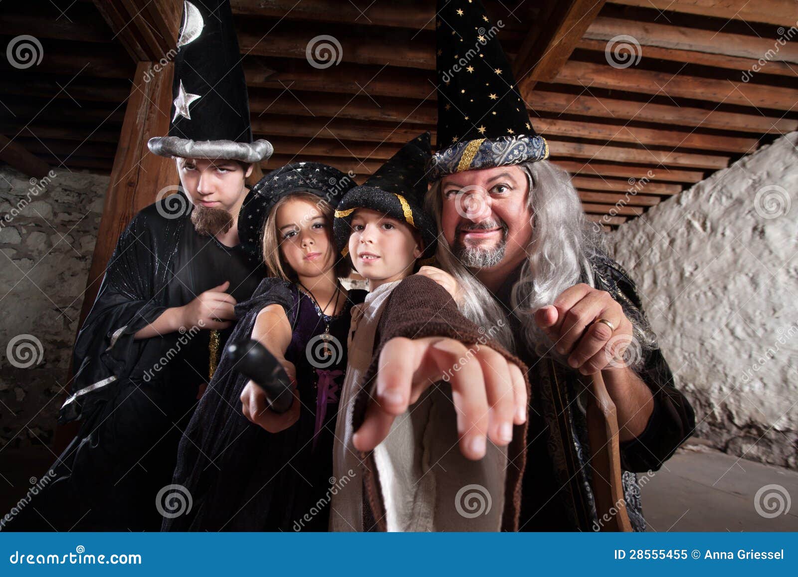 Mythical Family of Wizards stock image. Image of costume - 28555455