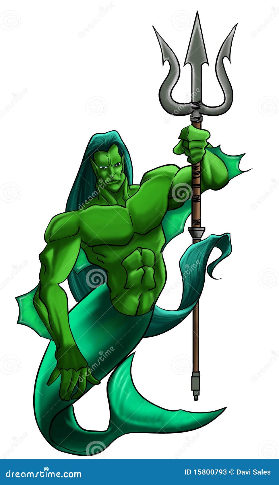 Mythical Figure with Trident Stock Illustration - Illustration of ...
