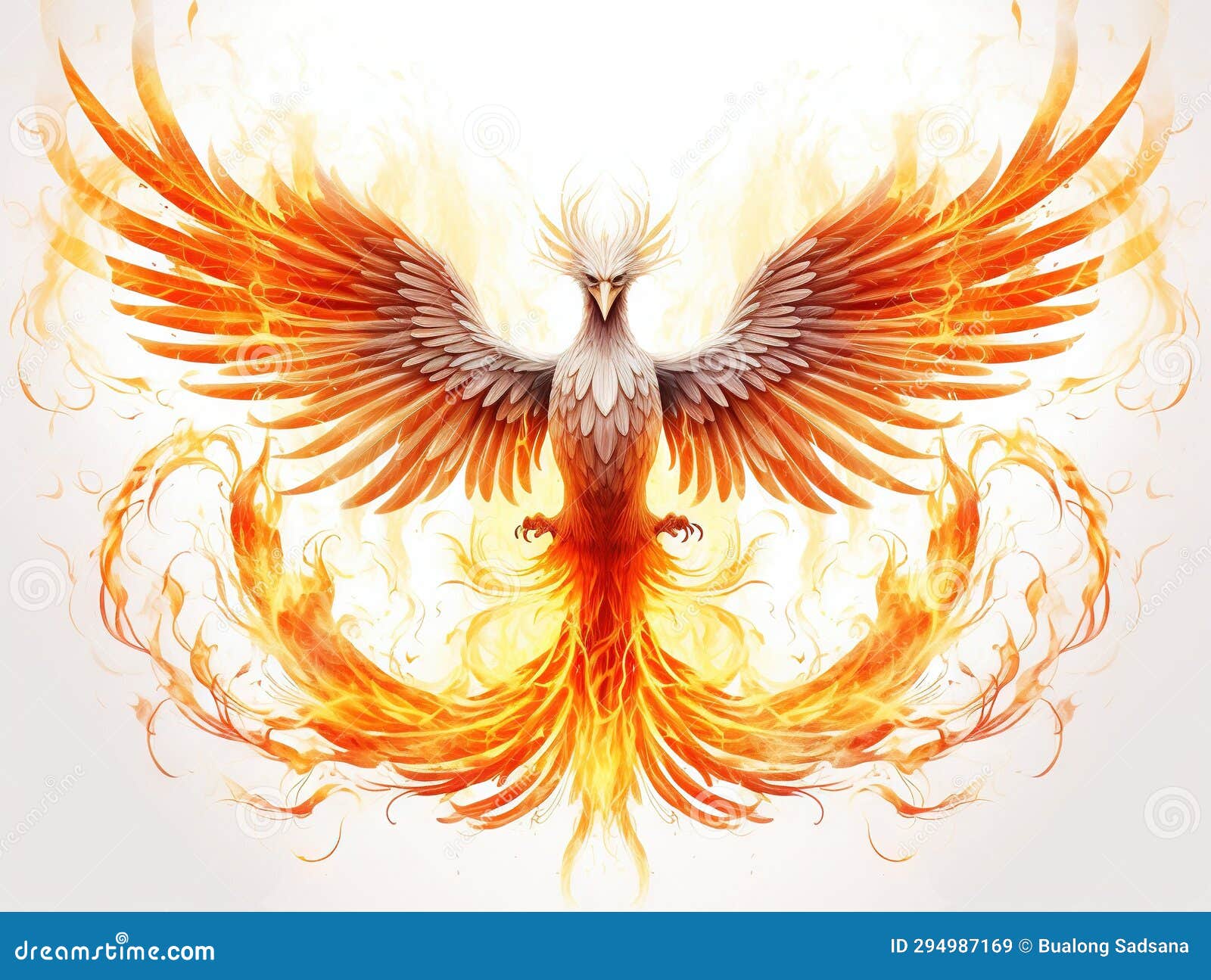 Mythical Fire Bird on White Background Stock Illustration ...
