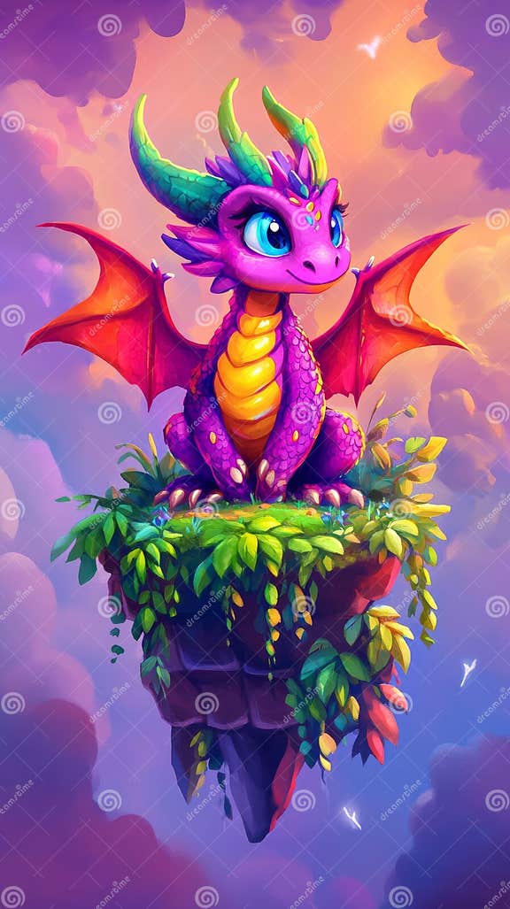 Mythical Floating Islands Teeming with Dragons and Beasts Stock Image ...