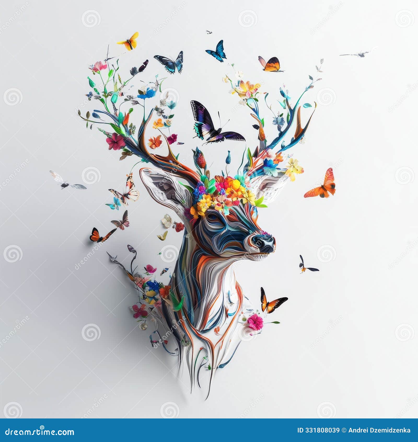 In a Mythical Forest of Deer, Vibrant Colors Splash Across a White ...