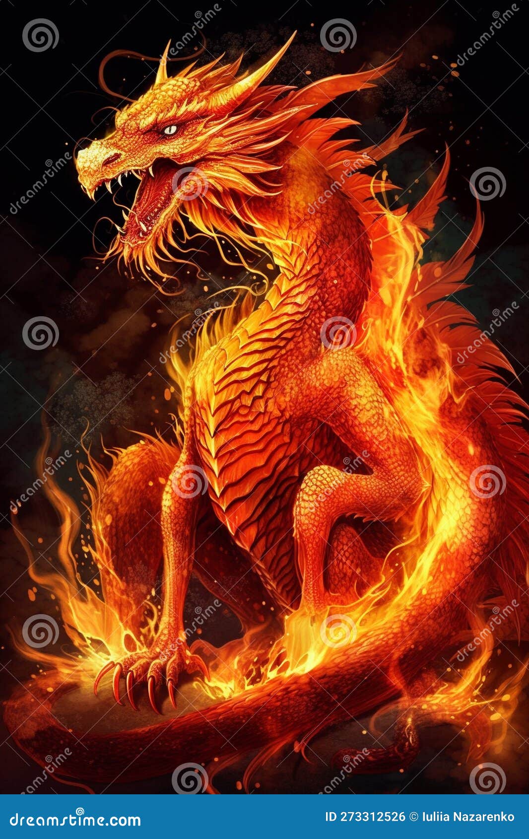 Mythical Huge Dragon. Concept: Signs Of The Zodiac. AI Generated Stock ...