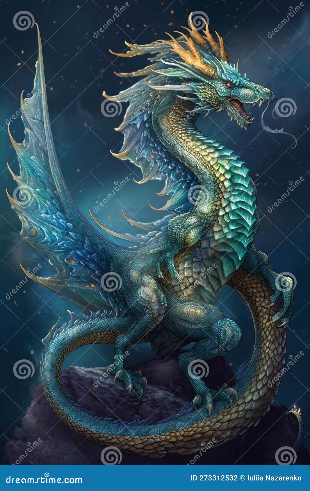 Mythical Huge Dragon. Concept: Signs Of The Zodiac. AI Generated ...