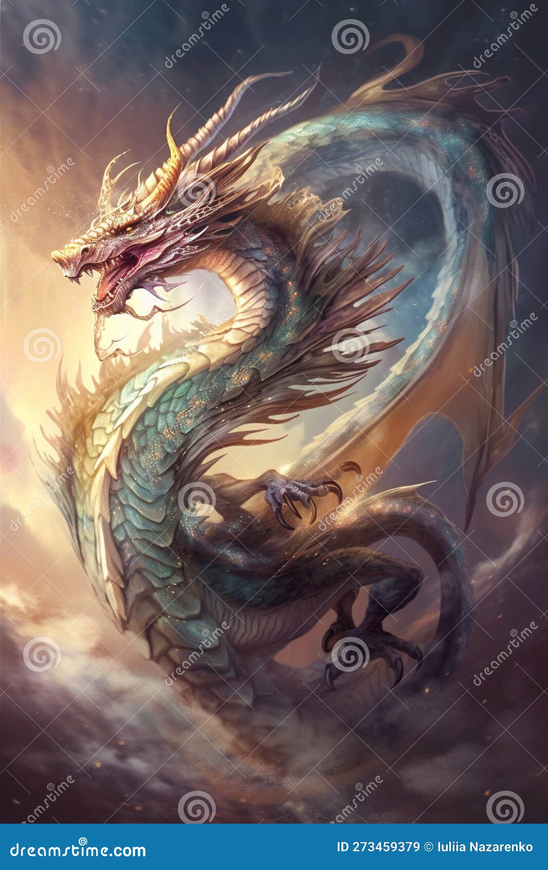 Mythical Huge Dragon. Concept: Signs of the Zodiac Stock Illustration ...