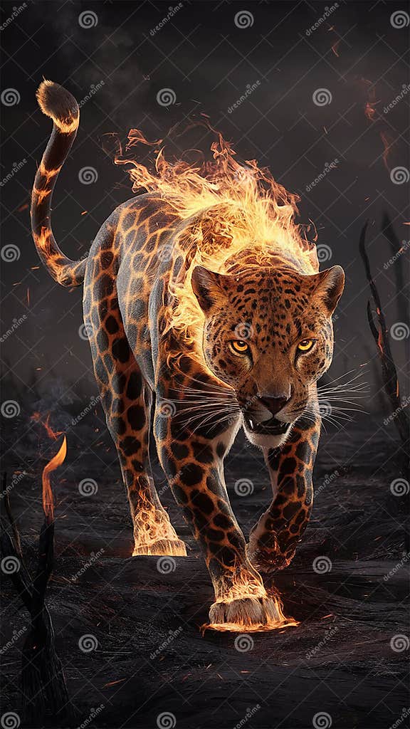 A Mythical Leopard-fire Hybrid Creature with a Captivating Blend of ...