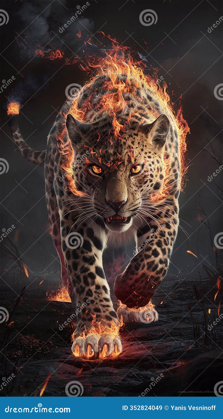 A Mythical Leopard-fire Hybrid Creature with a Captivating Blend of ...