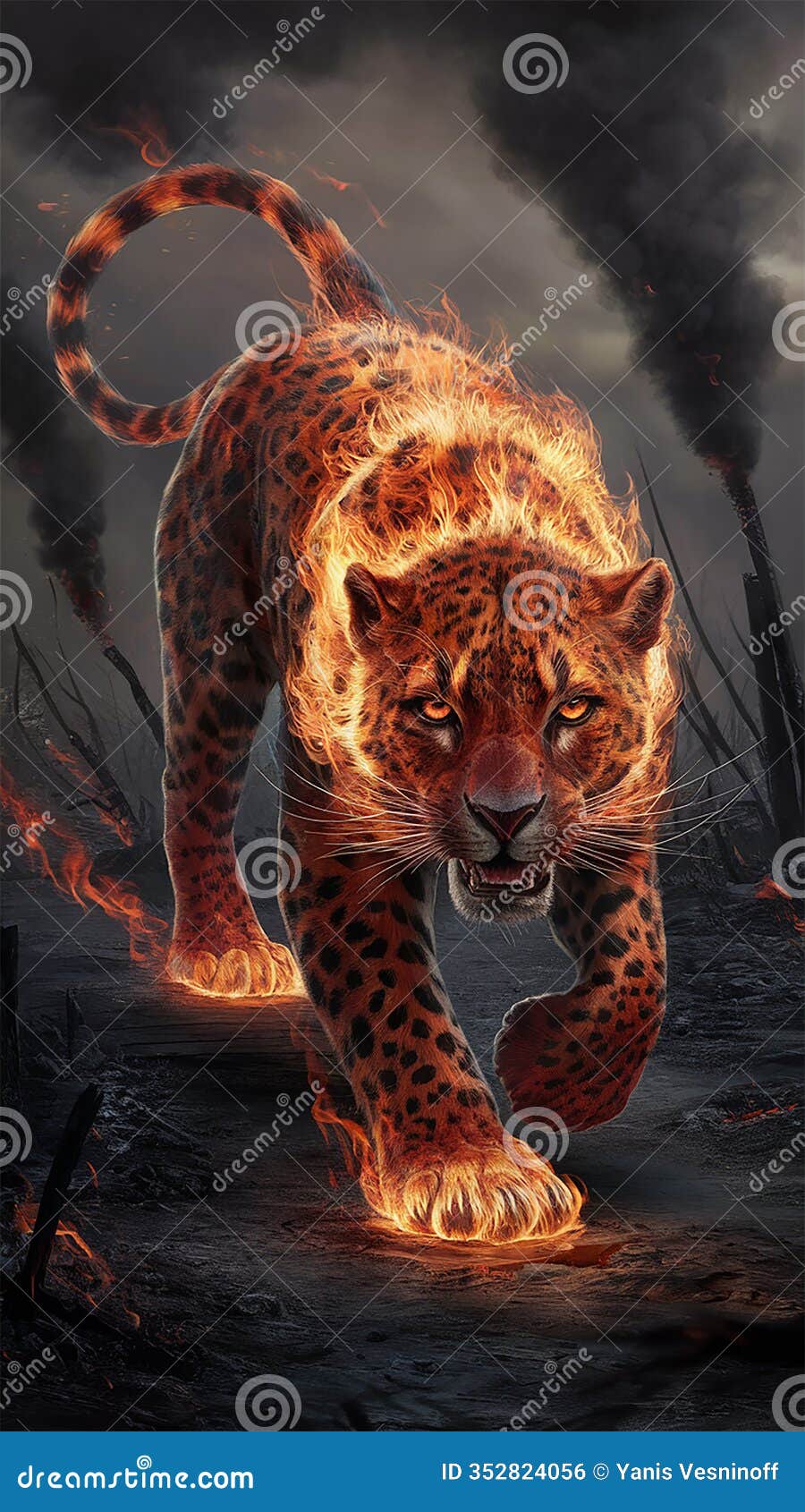 A Mythical Leopard-fire Hybrid Creature with a Captivating Blend of ...