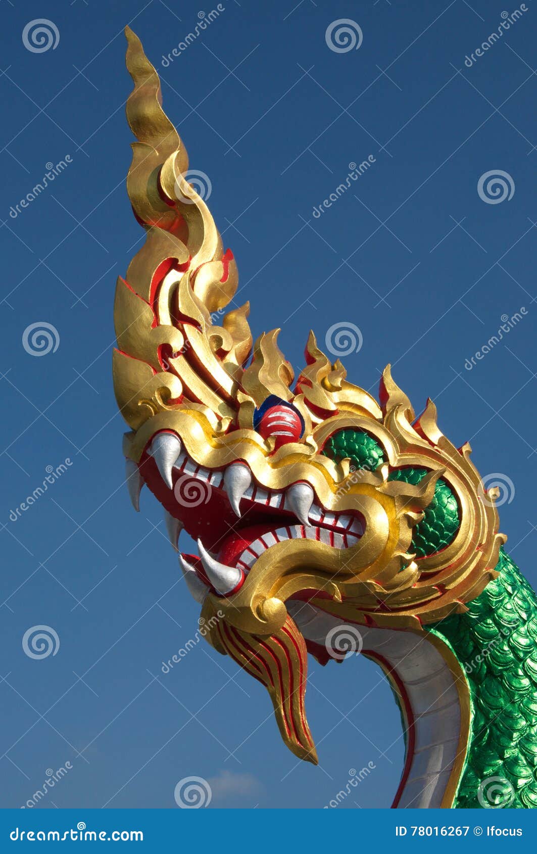Mythical Naga Soaring into Blue Sky Stock Image - Image of soaring ...