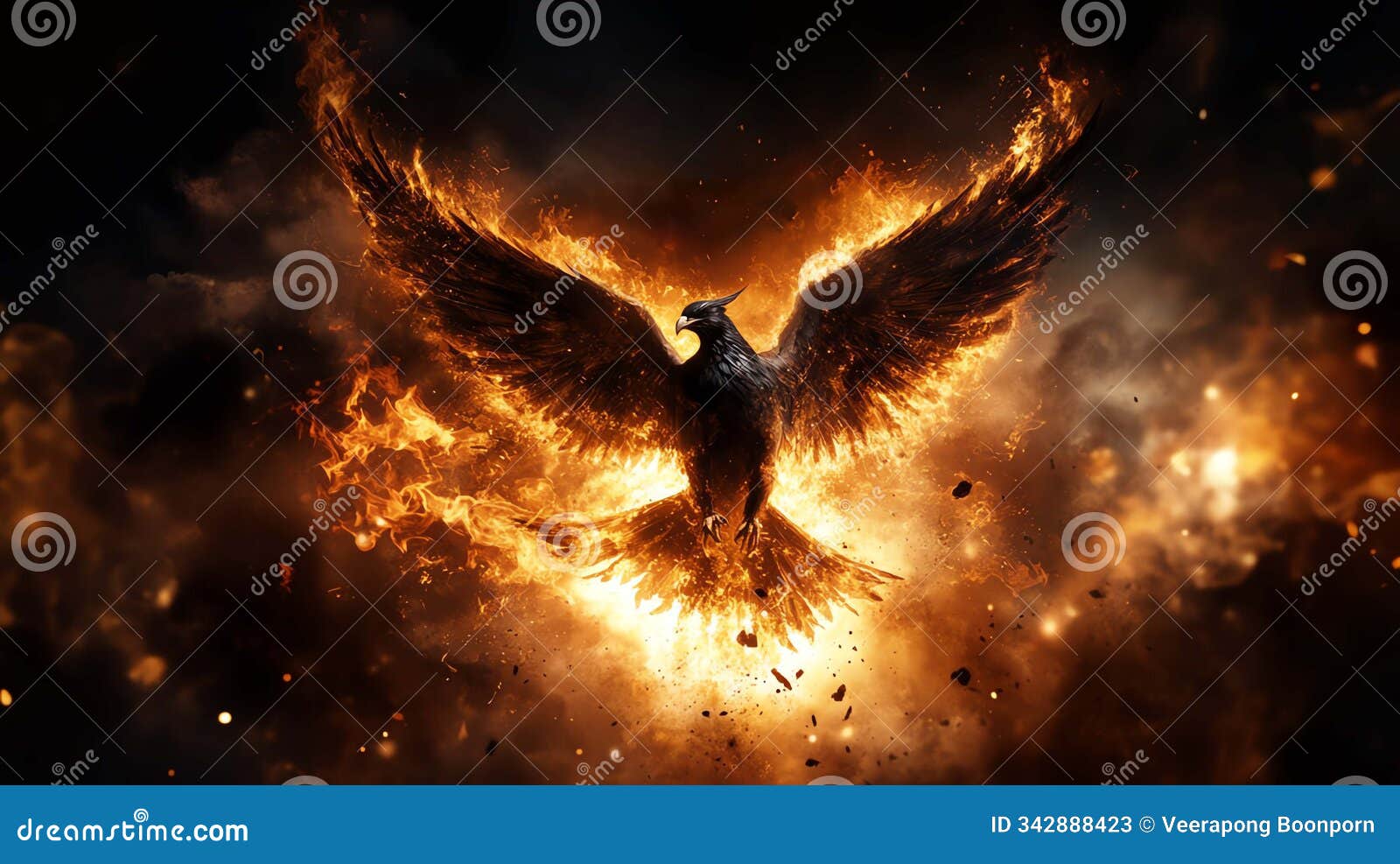 Mythical Phoenix Rising from Flames, Symbolizing Rebirth and ...