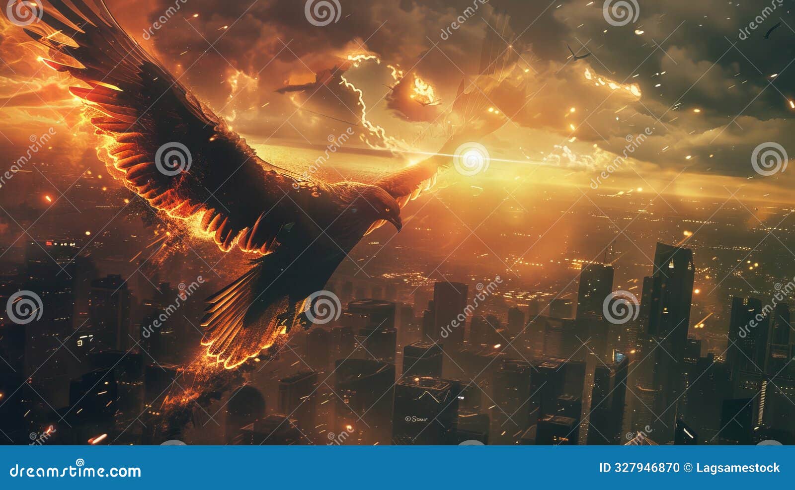 Mythical Phoenix Rising In Fiery Colors Royalty-Free Illustration ...