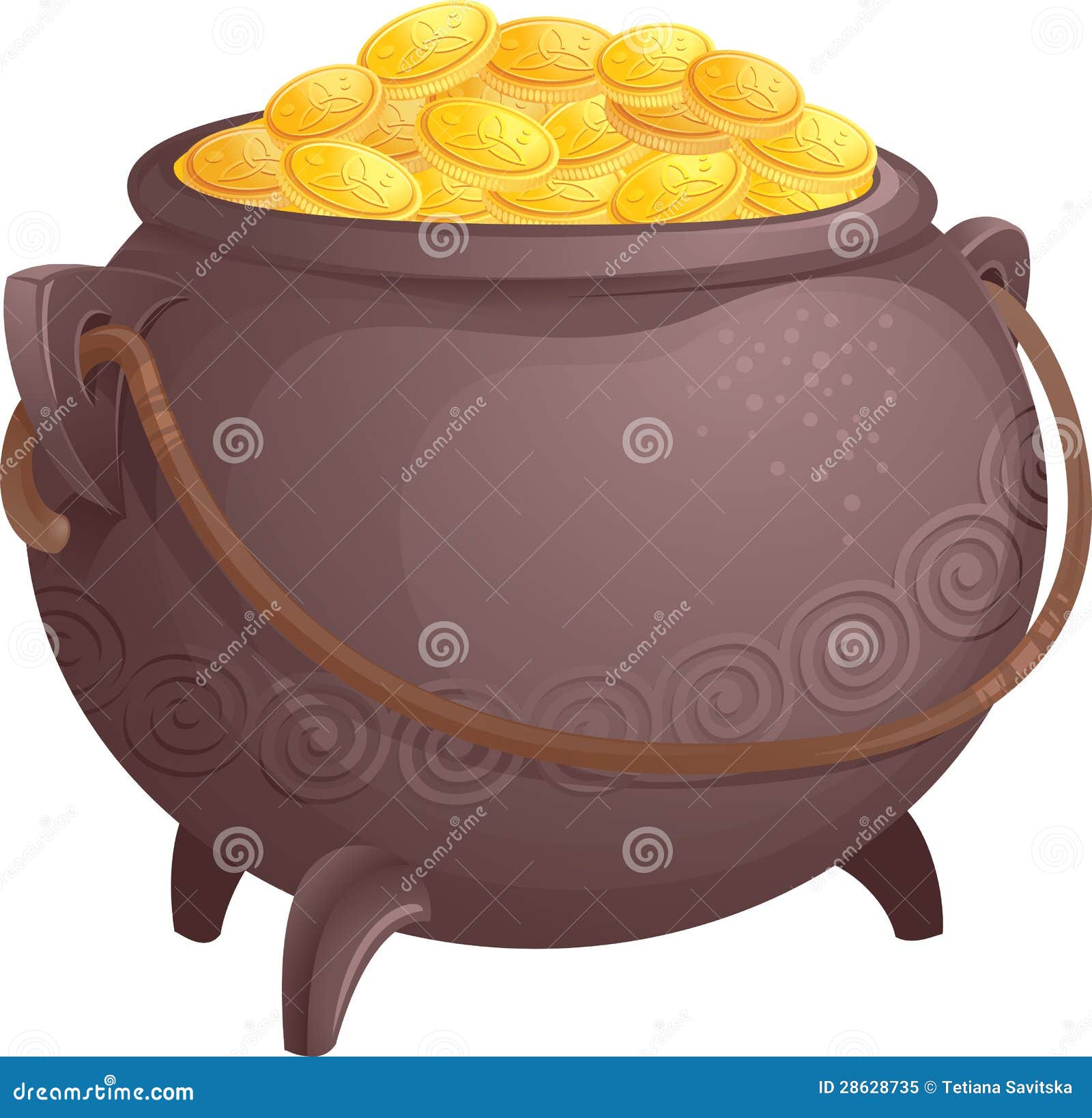 The mythical pot of gold stock vector. Illustration of cauldron - 28628735