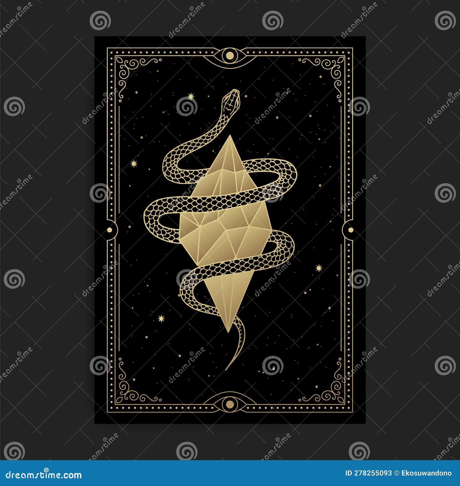 Engraving Of Two Snakes Entwined Around An Anchor Royalty-Free Stock ...