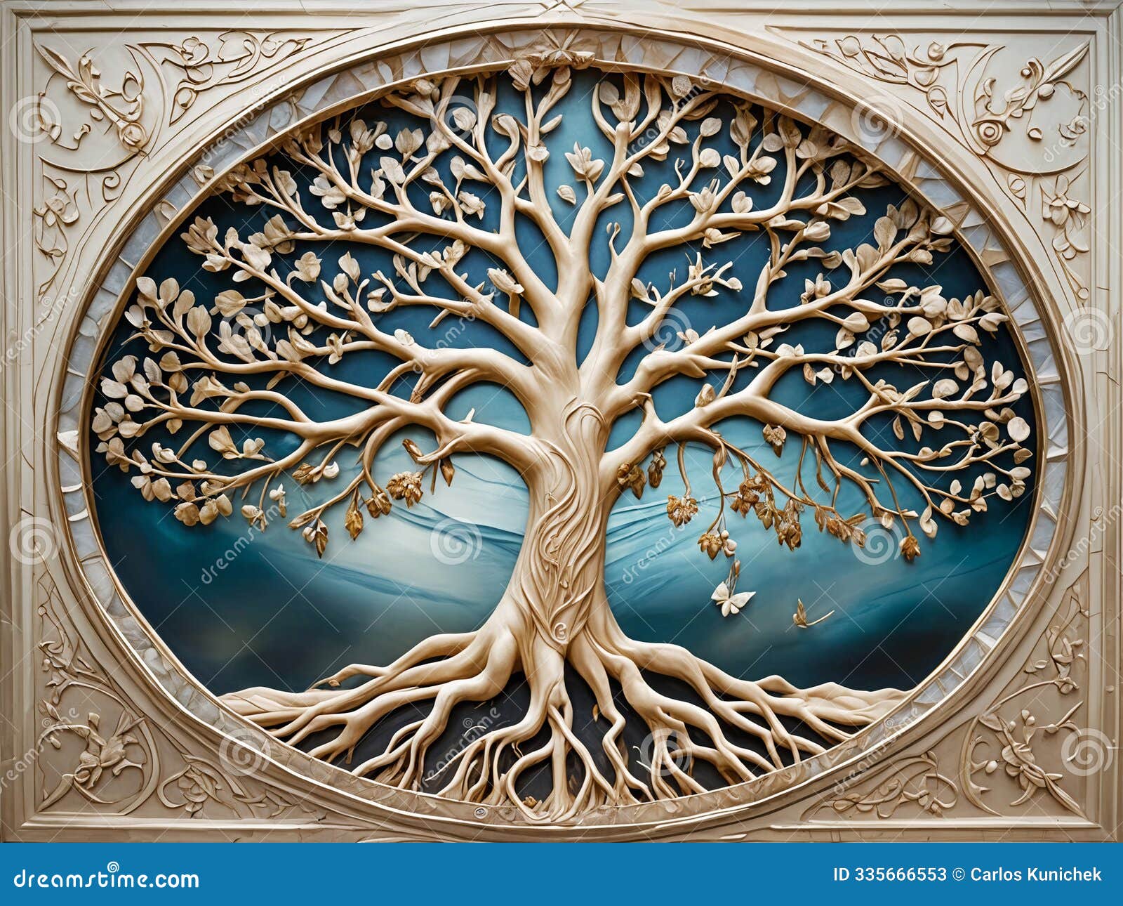 The Mythical Tree-of-life, Scene Made of Mother-of-Pearl - Generated by ...