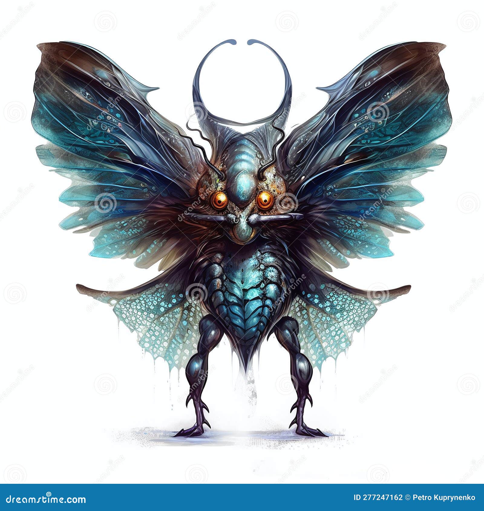 Mythical Underground Creature with Four Shiny Wings Stock Illustration ...