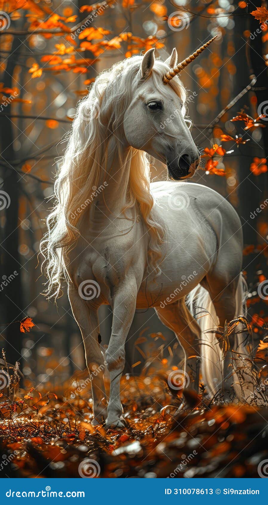 Mythical unicorn forest stock illustration. Illustration of horse ...