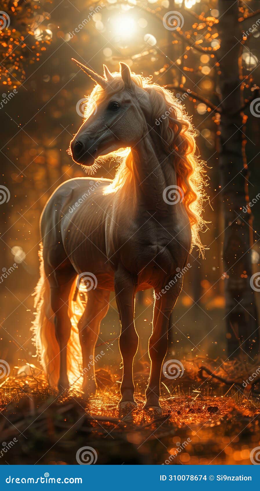 Mythical unicorn forest stock illustration. Illustration of forest ...