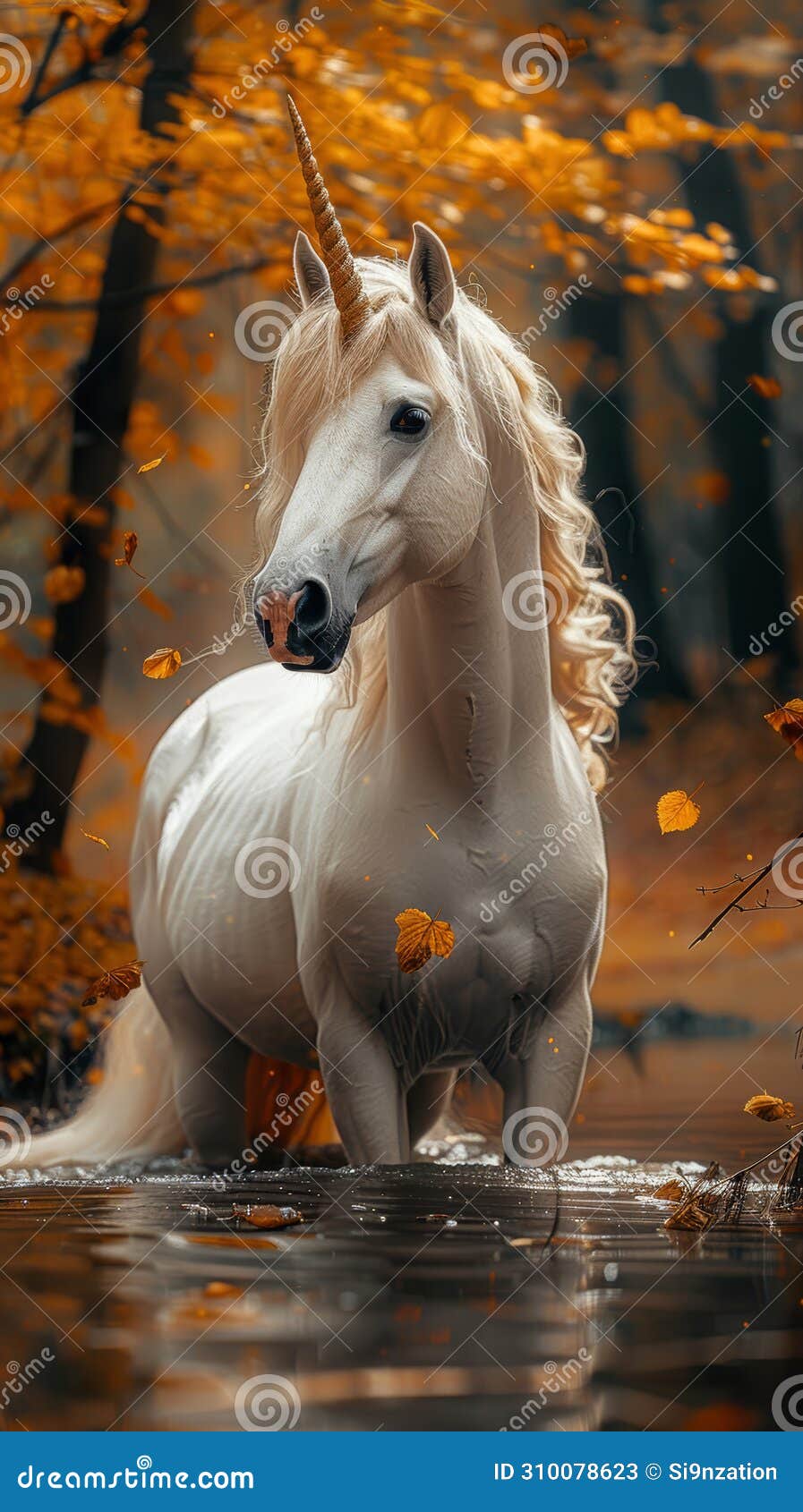 Mythical unicorn forest stock illustration. Illustration of horse ...