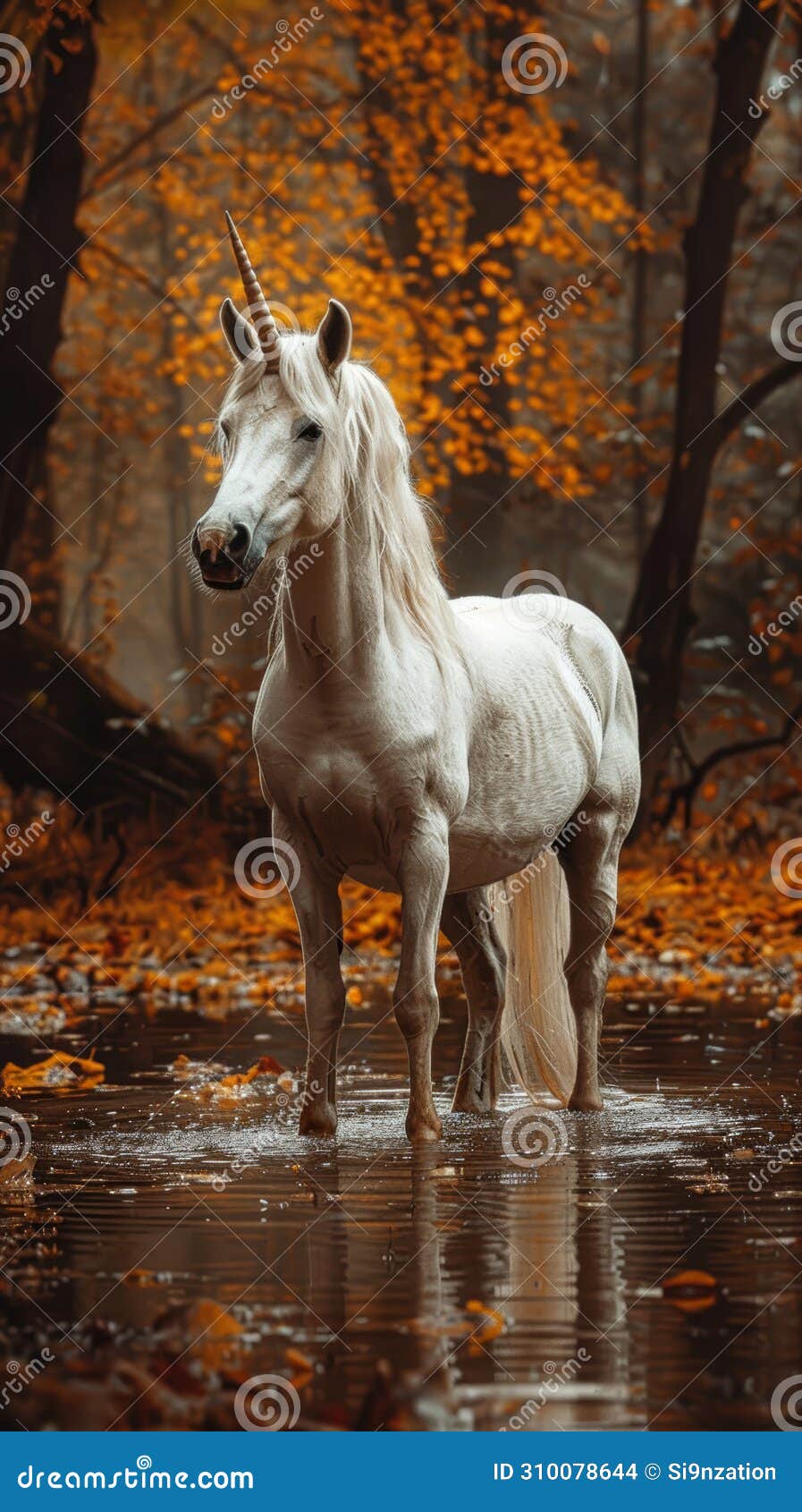 Mythical unicorn forest stock illustration. Illustration of magical ...