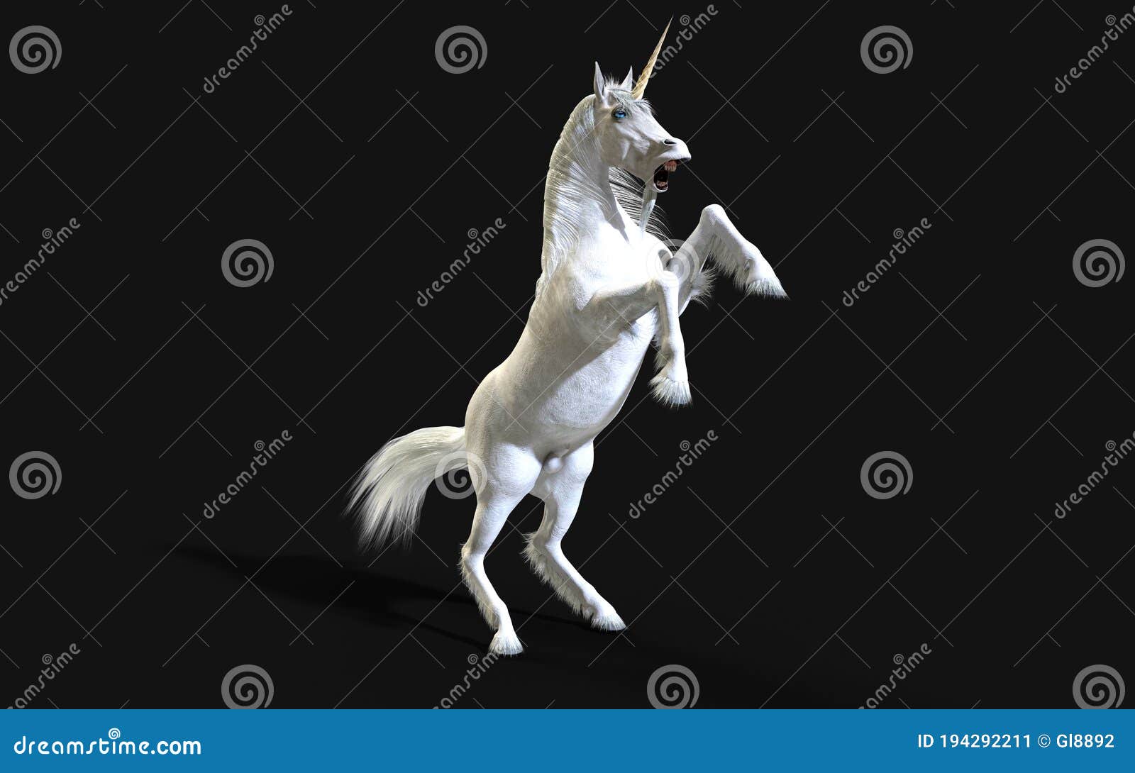 Mythical White Unicorn Posing with Clipping Path. Stock Illustration ...