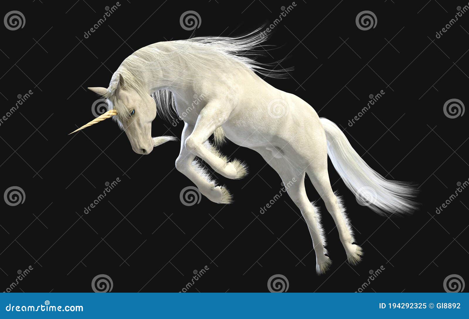 Mythical White Unicorn Posing with Clipping Path. Stock Illustration ...