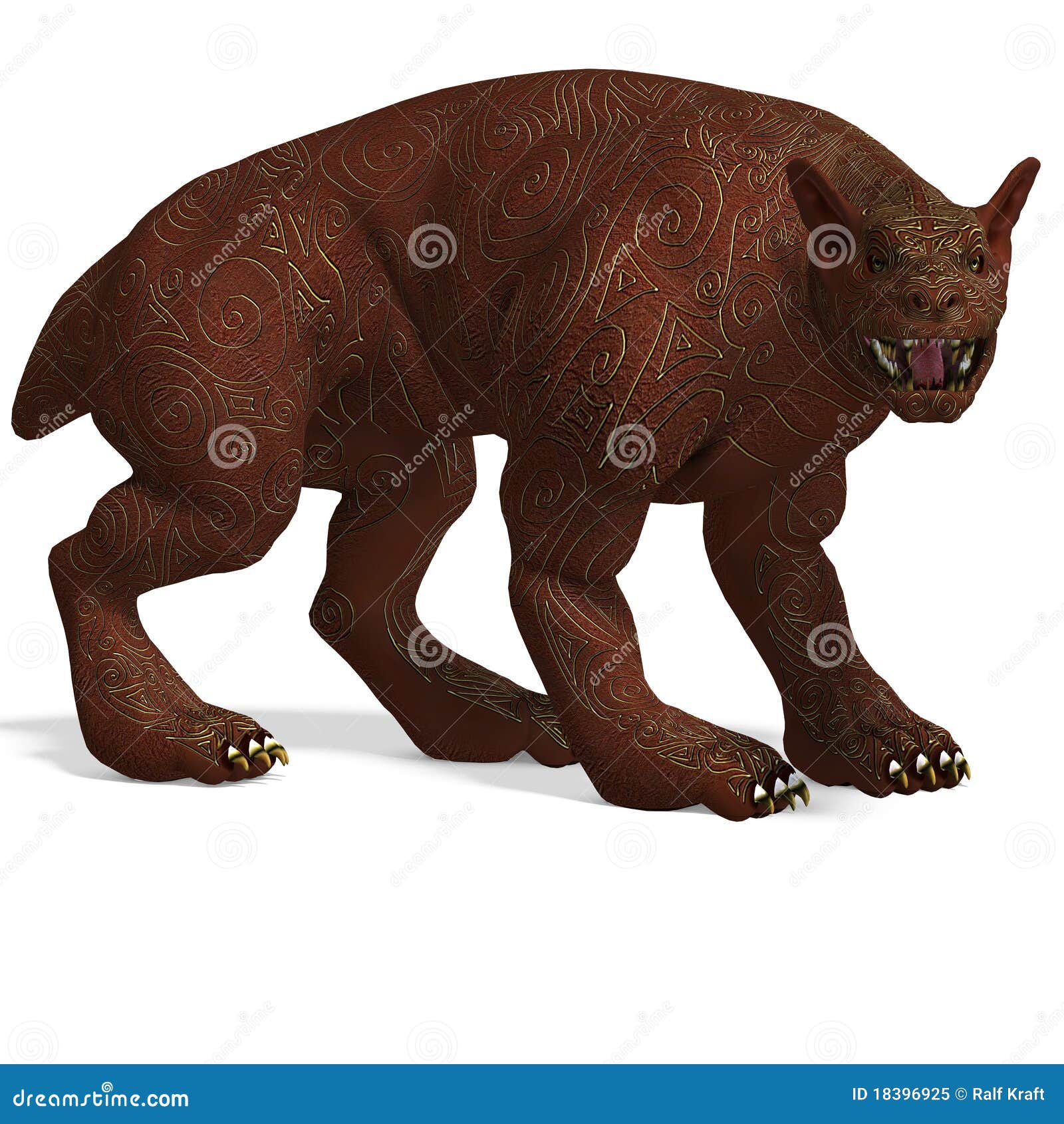 Mythologic Dog Creature with Golden Skin Stock Illustration ...