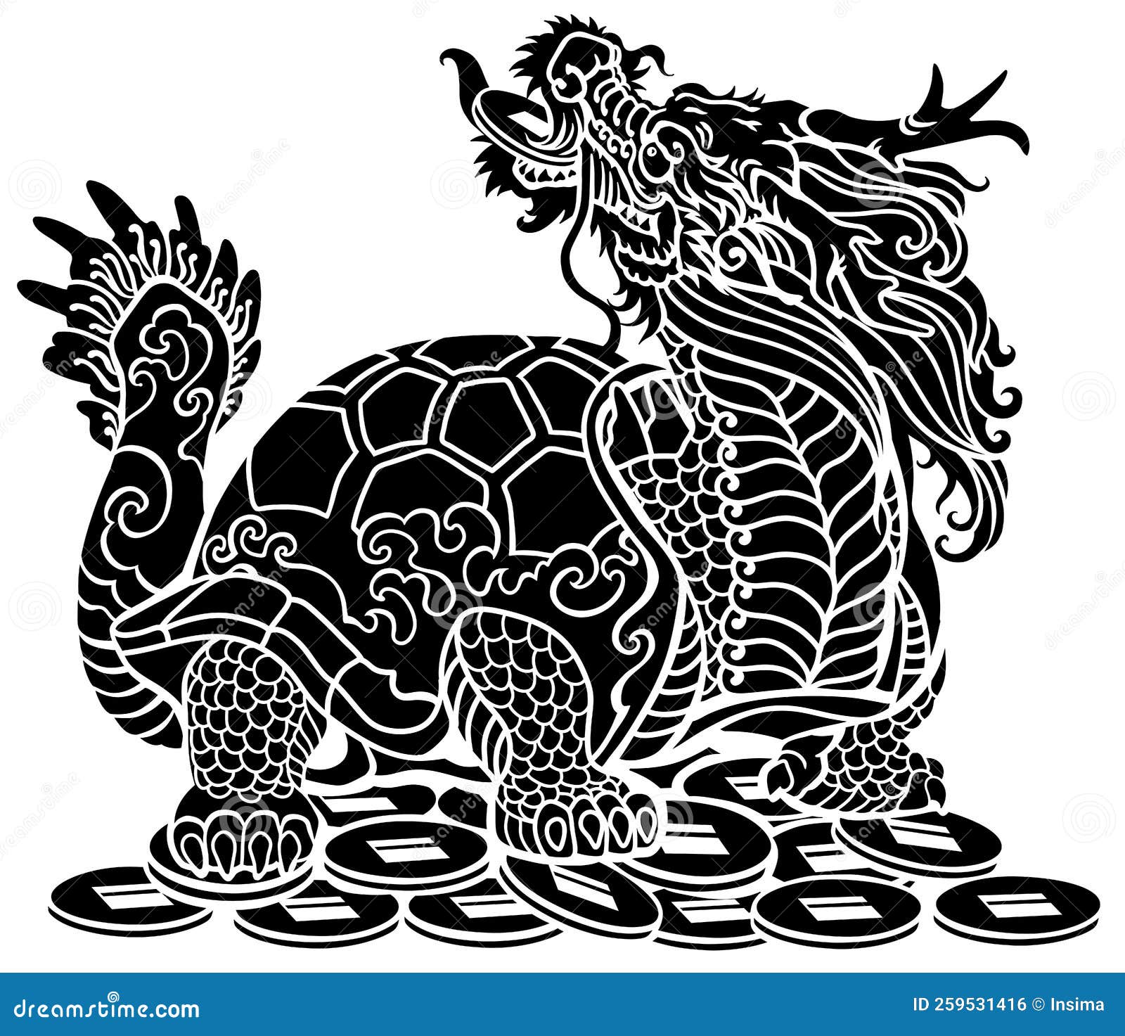 Mythological Dragon Turtle. Silhouette Stock Vector - Illustration of ... Mythological Dragon Turtle. Silhouette Stock Vector - Illustration of ...