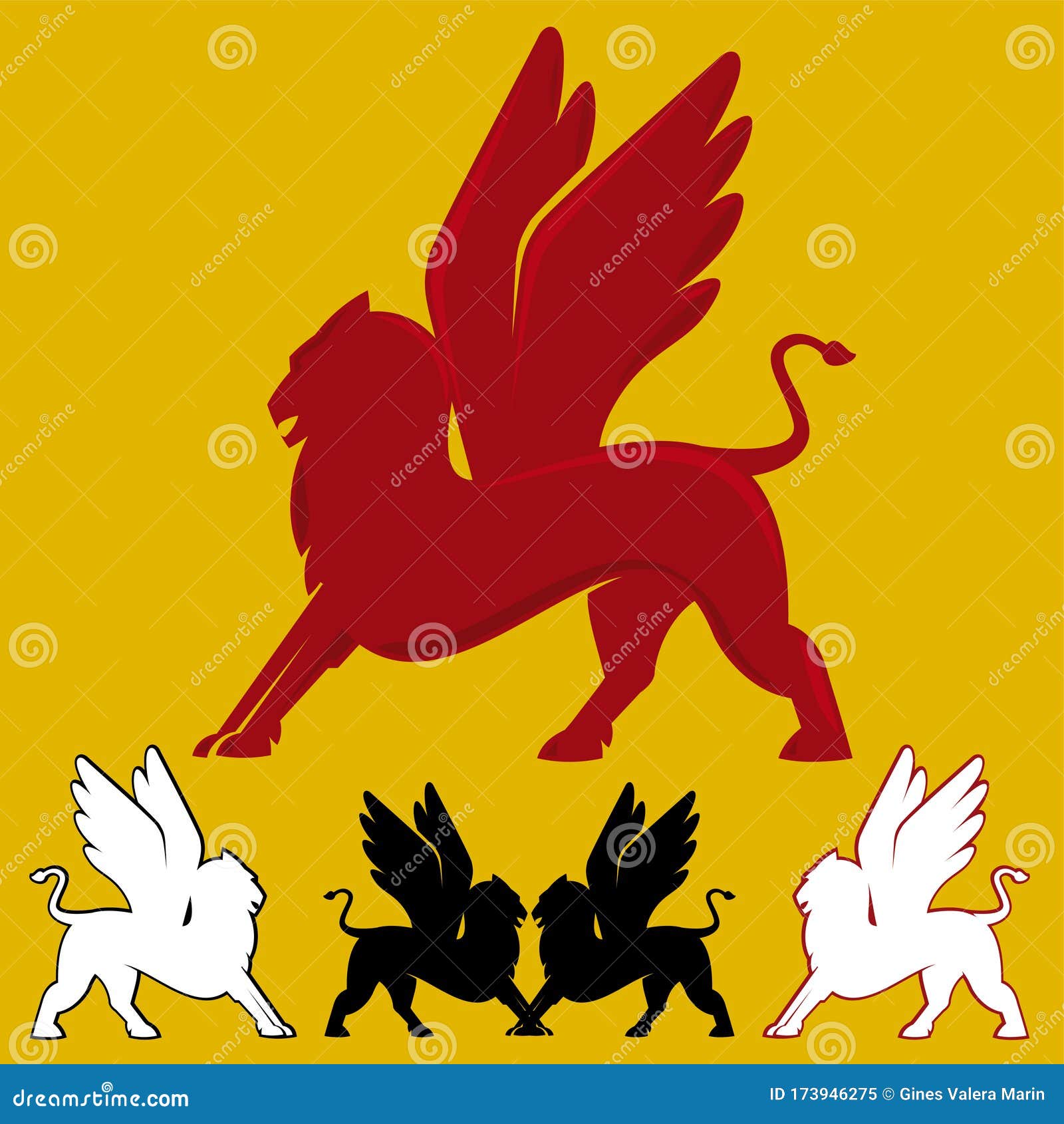 Mythological Griffin Symbol Isolated and Black and White Versions Stock ...