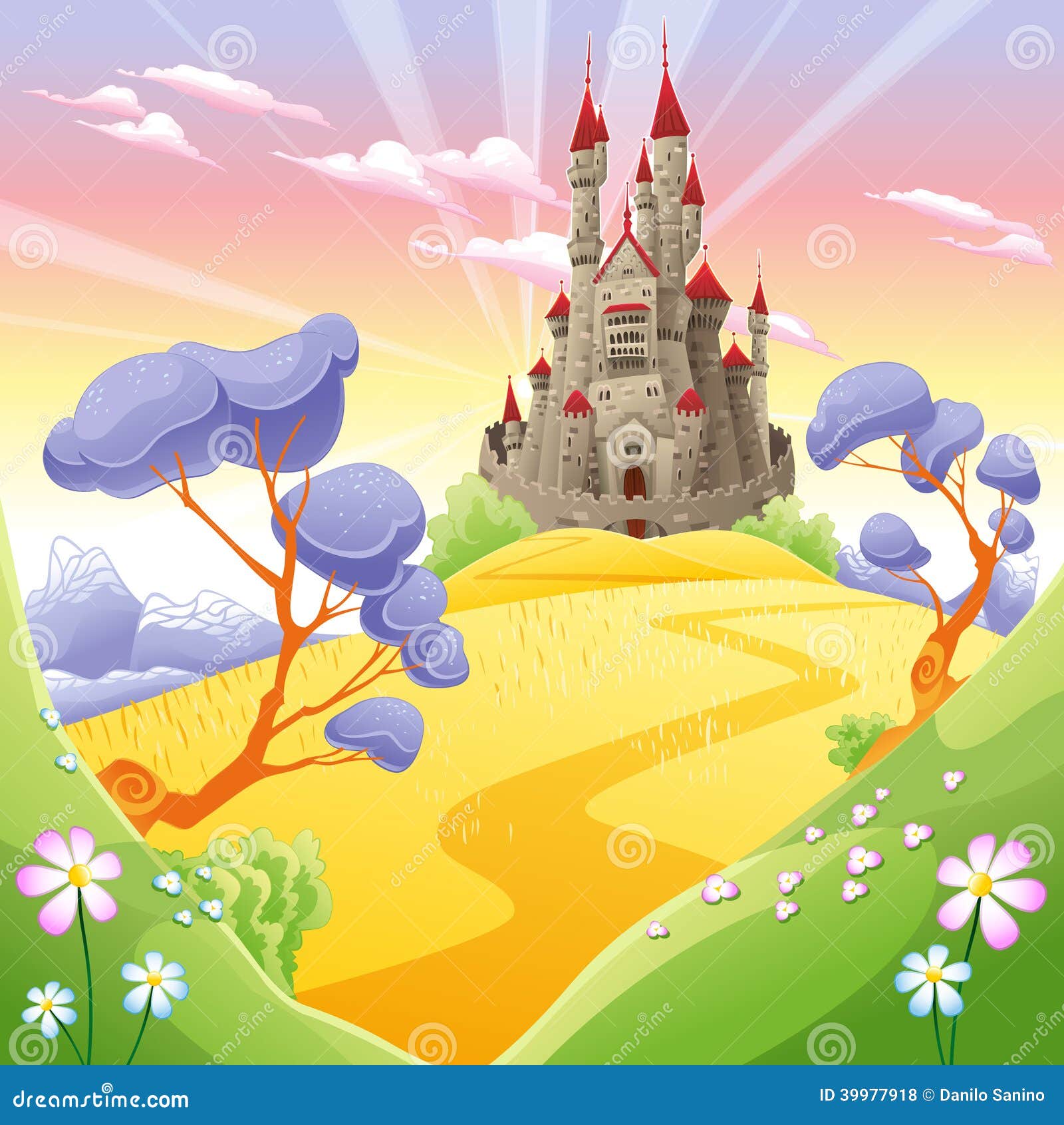Mythological Landscape with Medieval Castle. Stock Vector ...