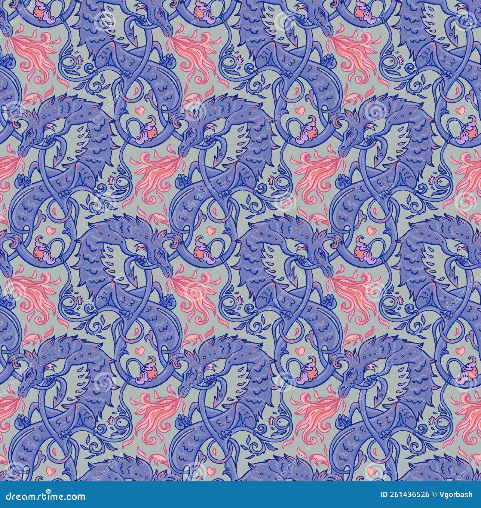 Mythological Magic Beast Basilisk, Legendary Bizarre Creature. Seamless ...