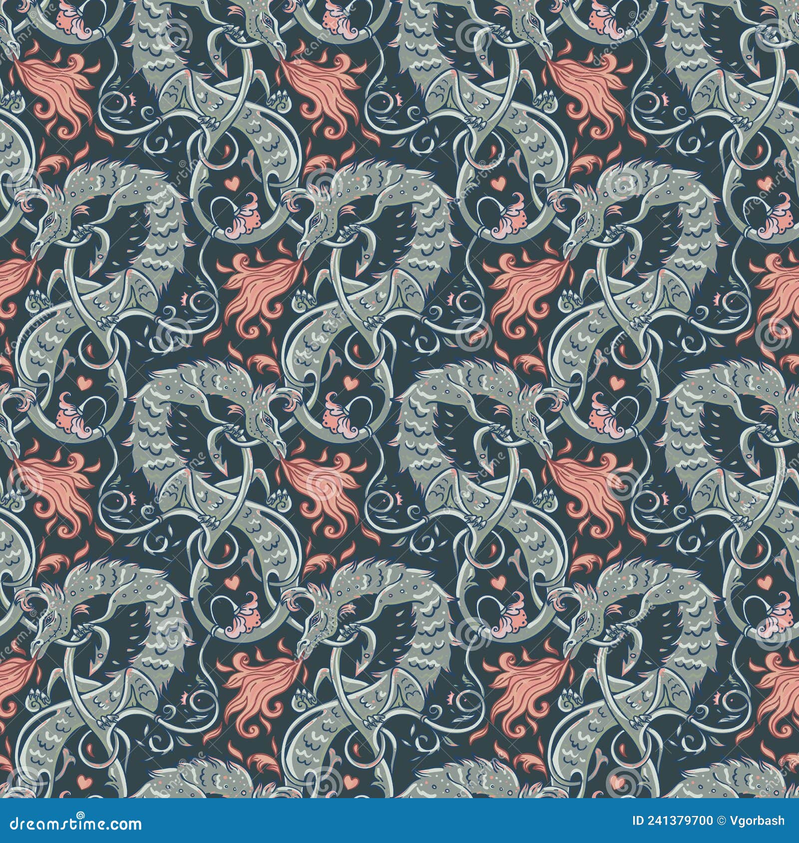 Mythological Magic Beast Basilisk, Legendary Bizarre Creature. Seamless ...