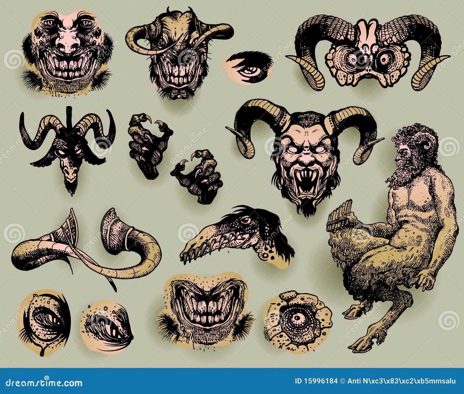 A Monster, A Man With Hooves And A Horn. Vector Illustration ...
