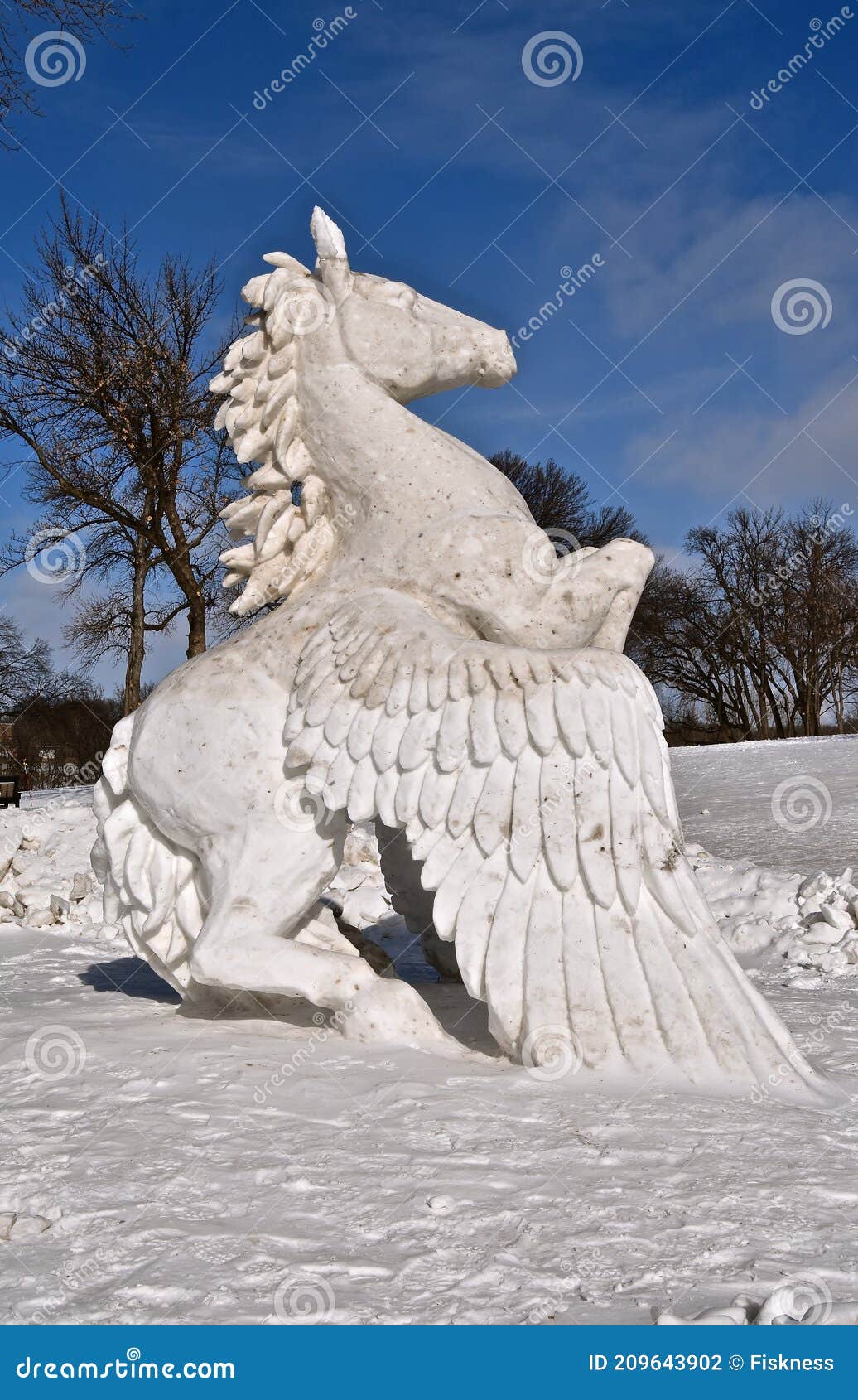 A Mythological Pegasus is Carved from a Block of Ice Editorial ...