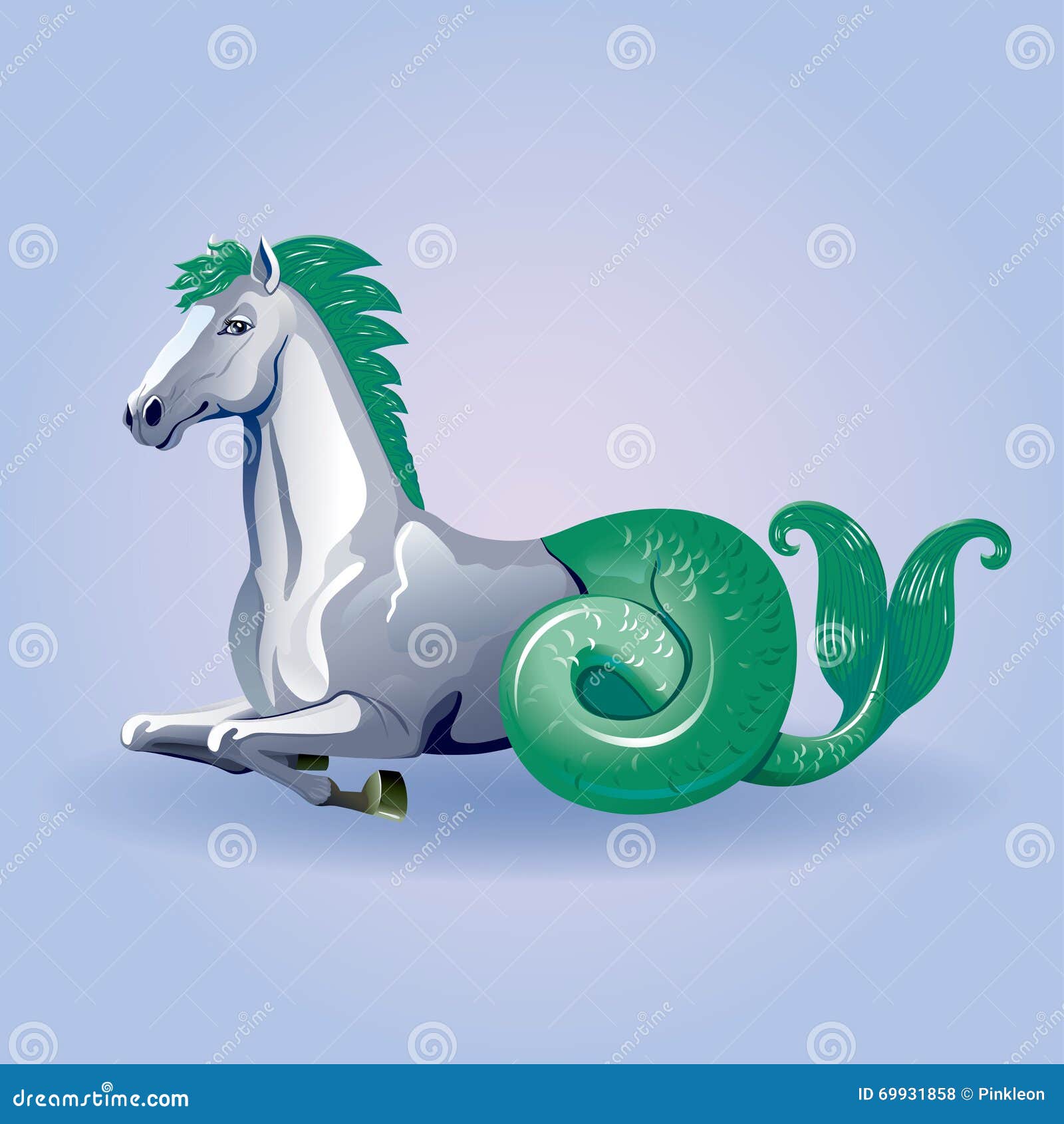 Mythological Sea Horse with a Fish Tail Stock Illustration ...
