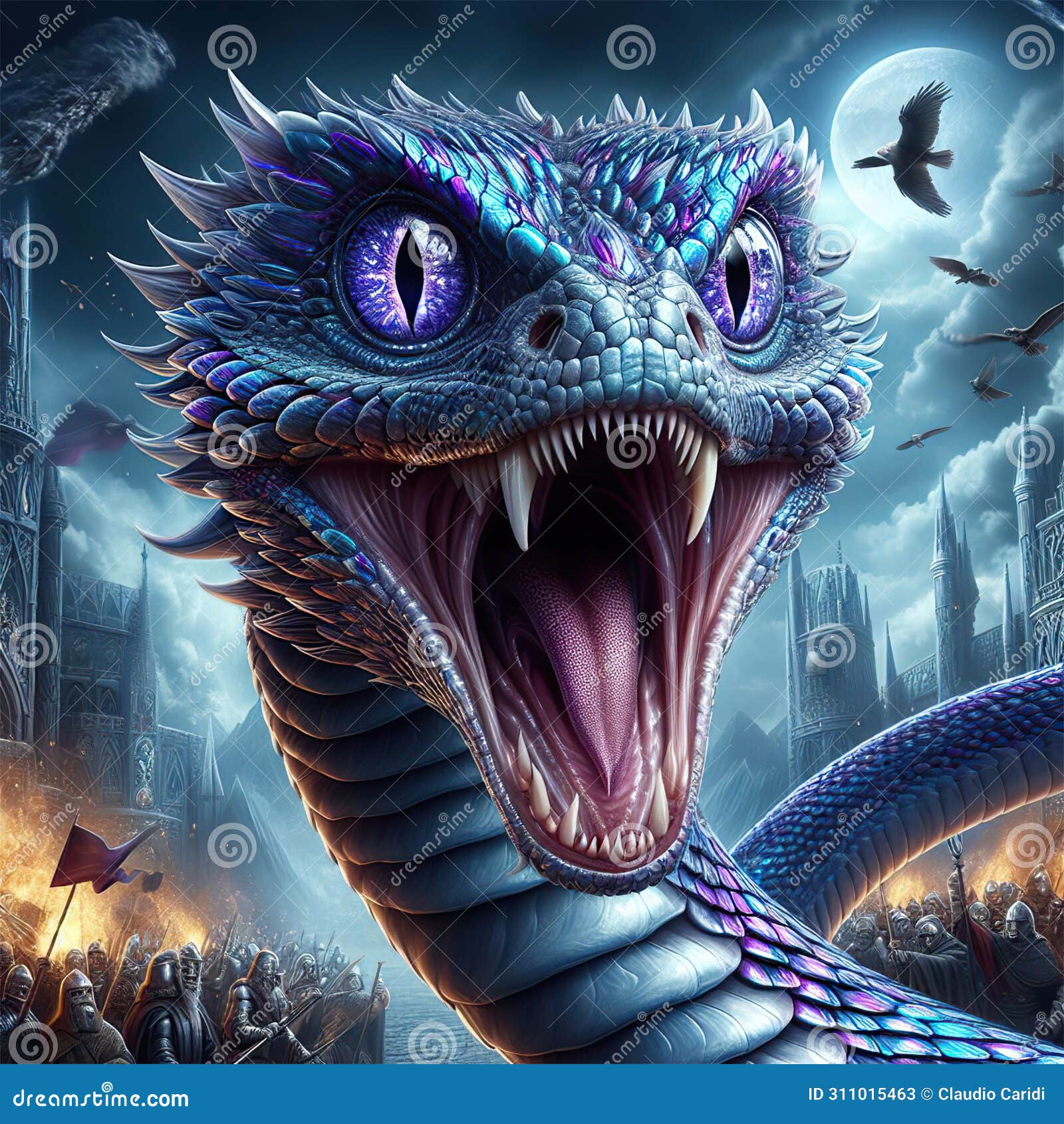 Mythological Snake Basilisk Coming Toward Camera with Mouth Open Stock ...