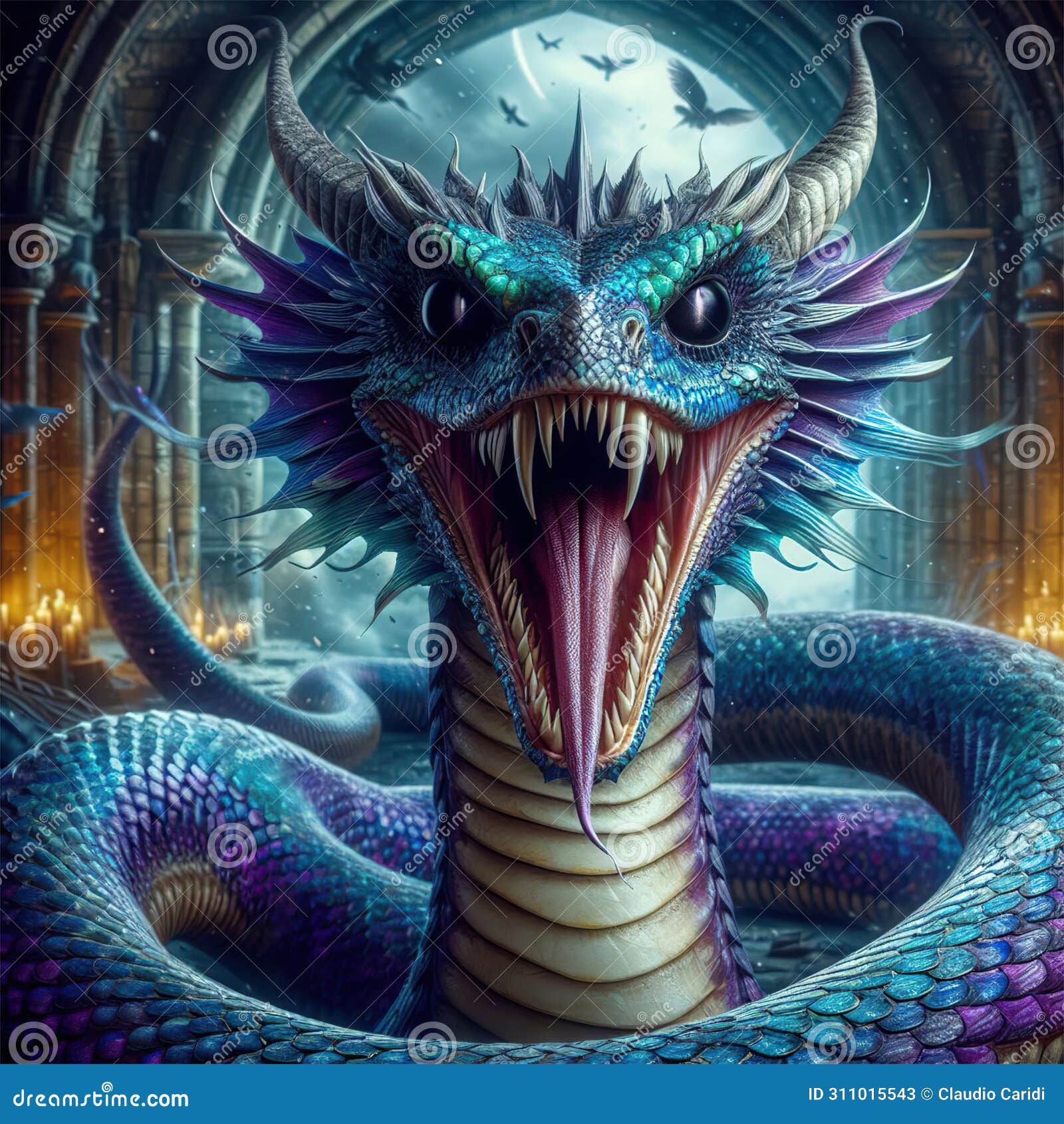 Basilisk Bat Wing Standing Cartoon Vector Illustration | CartoonDealer ...