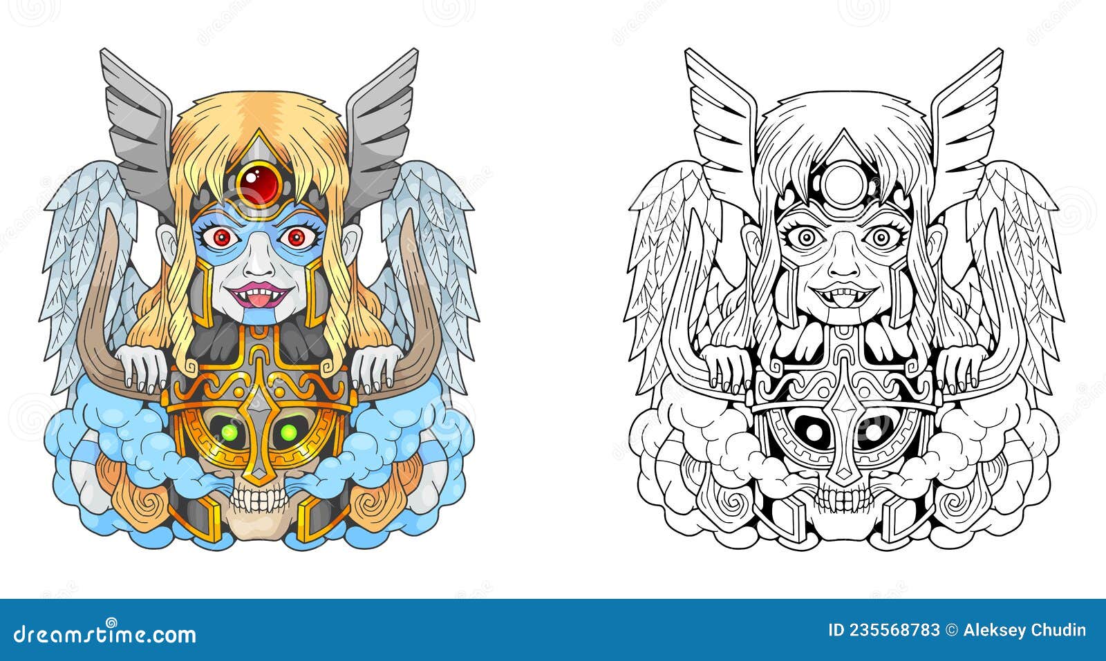 Mythological Warrior Valkyrie with a Skull in Her Hands Stock ...