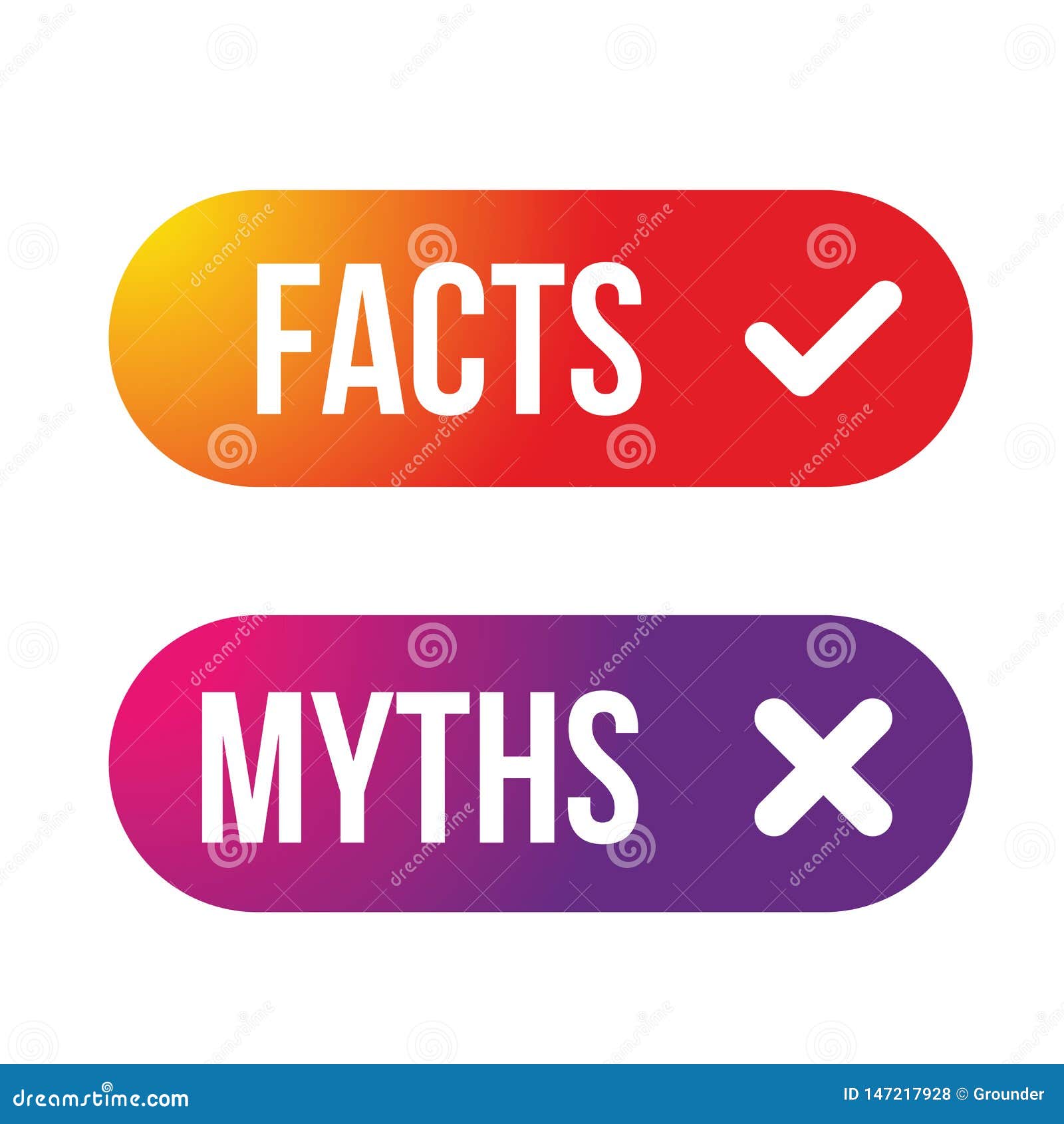 Myths Facts Sign Button Vector | CartoonDealer.com #147217661