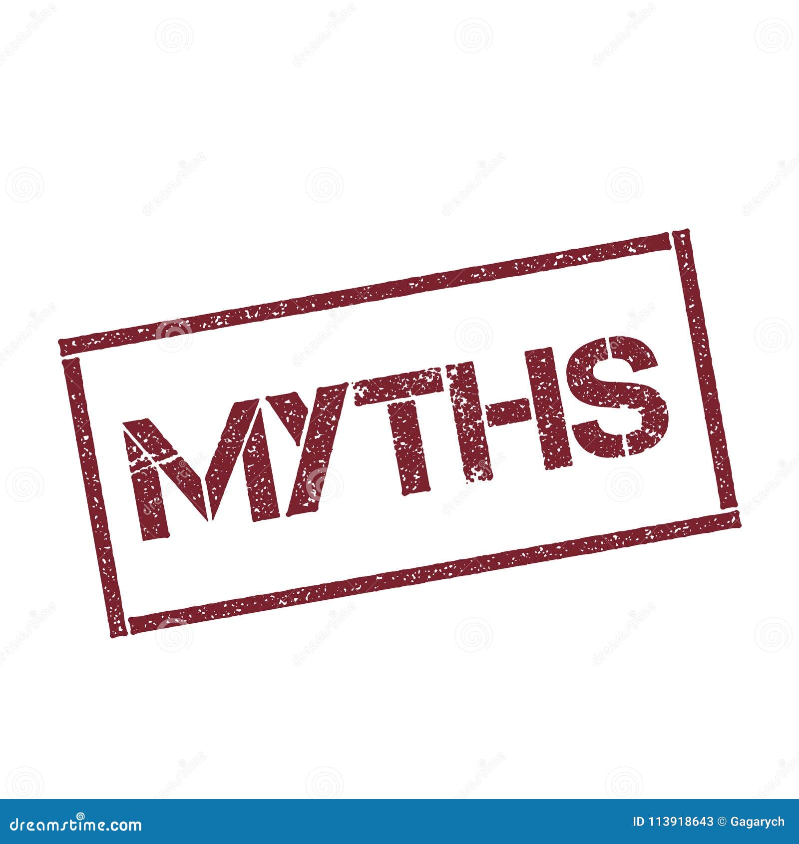 Myths rectangular stamp. stock vector. Illustration of card - 113918643