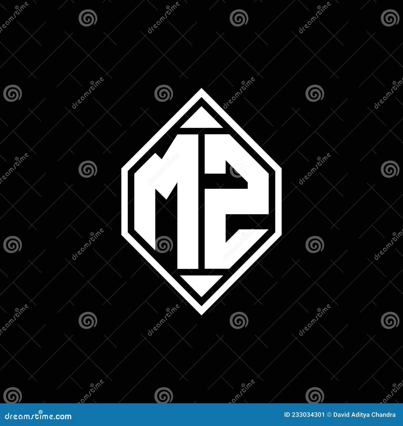 MZ Logo Monogram Geometric Shield Shape Style Stock Vector ...