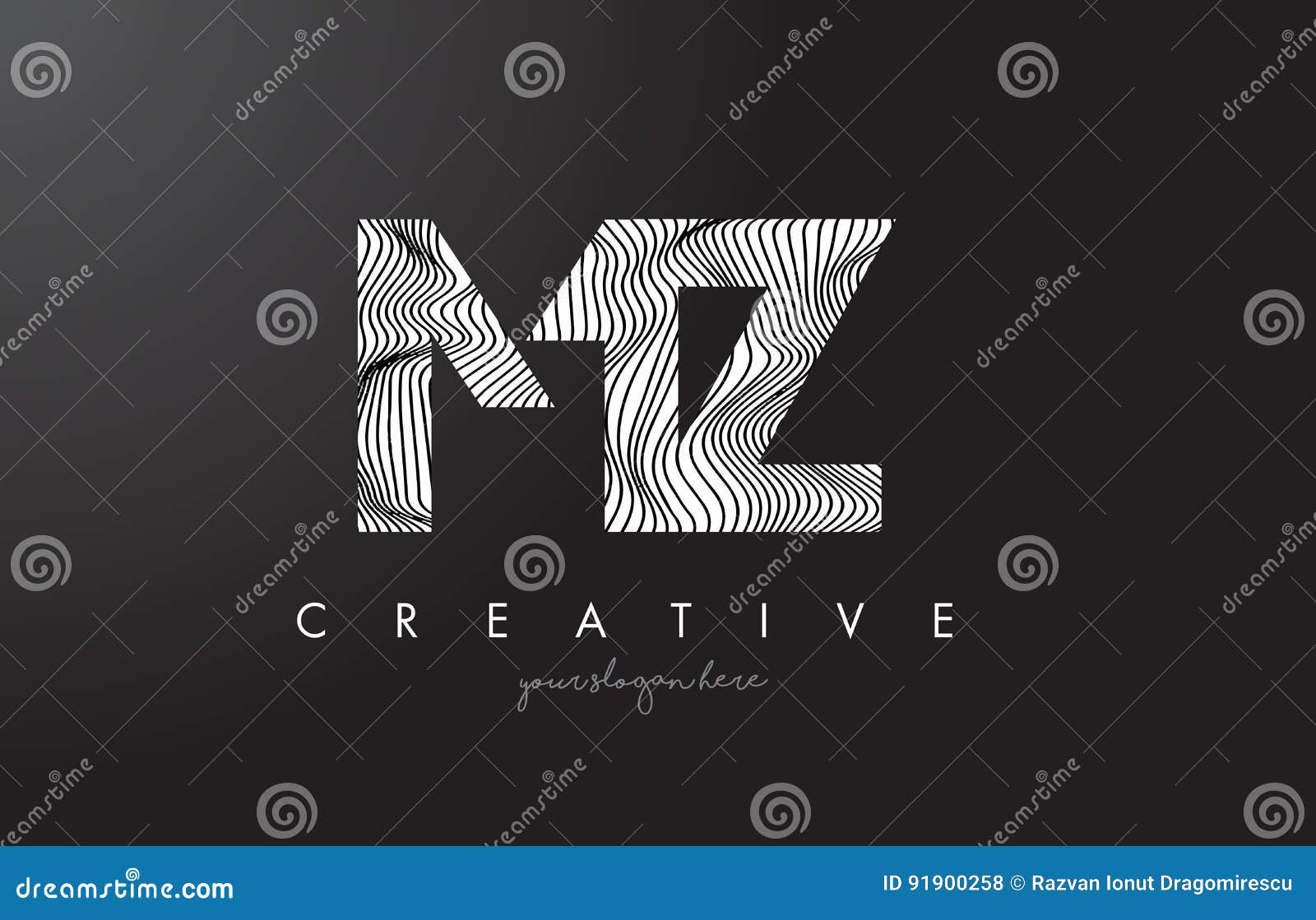 MZ M Z Letter Logo with Zebra Lines Texture Design Vector. Stock Vector ...