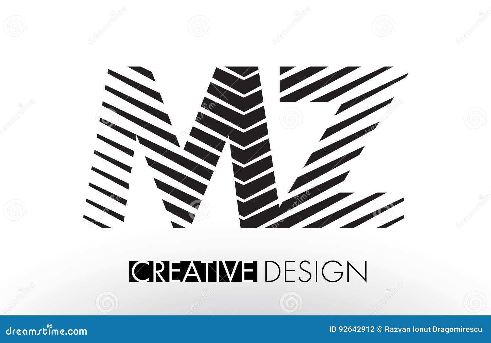 MZ M Z Lines Letter Design with Creative Elegant Zebra Stock Vector ...