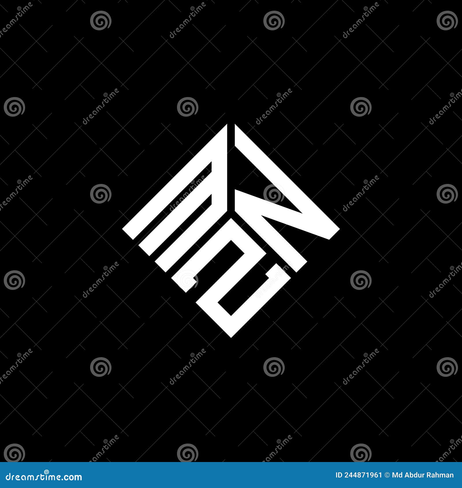 MZN Letter Logo Design on Black Background. MZN Creative Initials ...