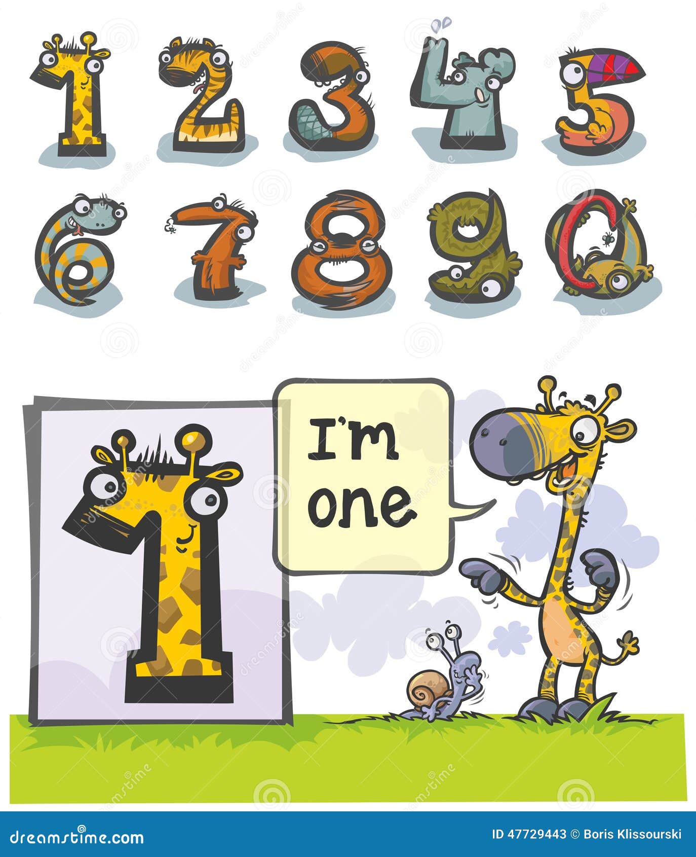 Número Animal Uno De La Historieta Stock de ilustración - Ilustración ...