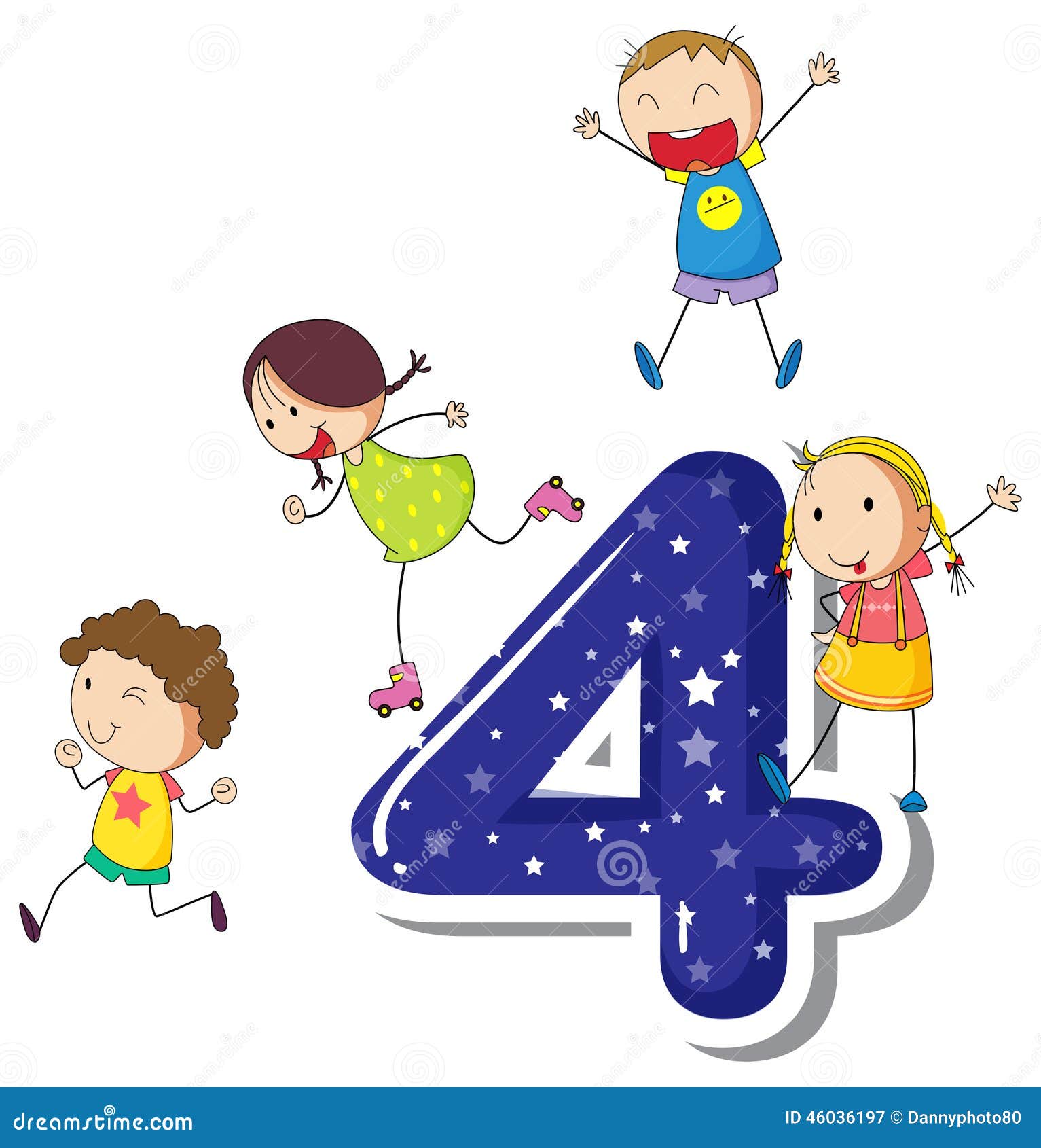 Número cuatro ilustración del vector. Ilustración de cuatro - 46036197