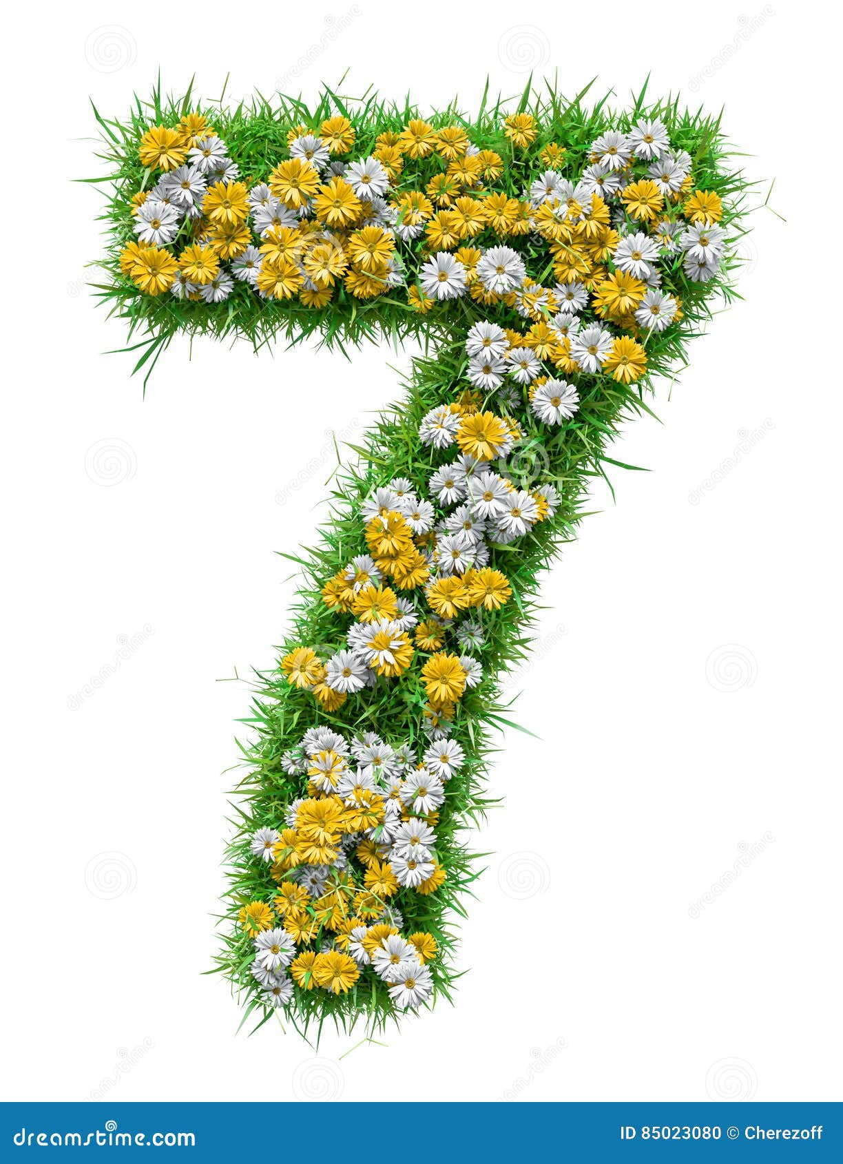 Número 7 De Hierba Verde Y De Flores Stock de ilustración - Ilustración ...